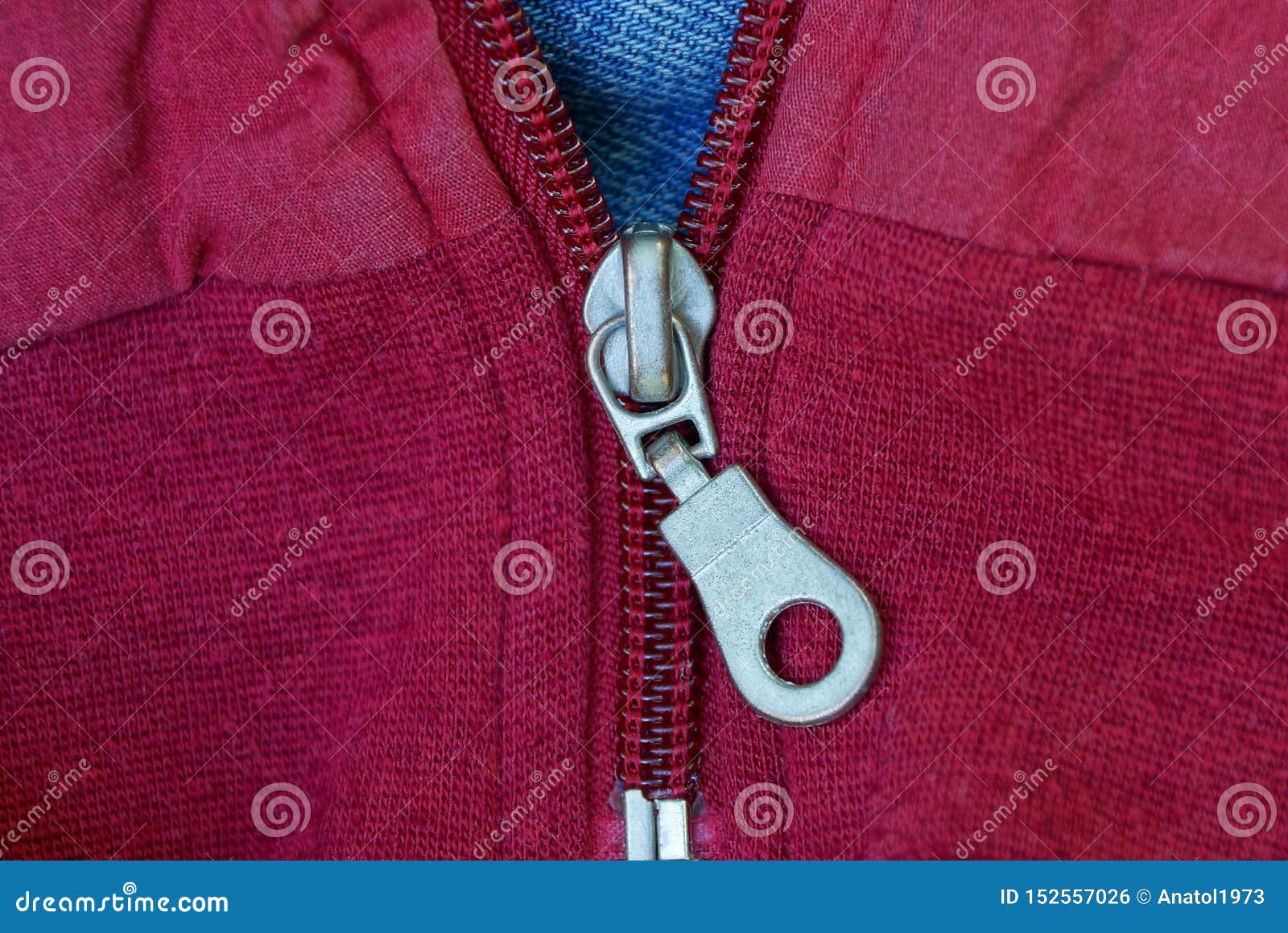 Metallic Zip on Red Blue Cloth Jacket Stock Photo - Image of apparel ...