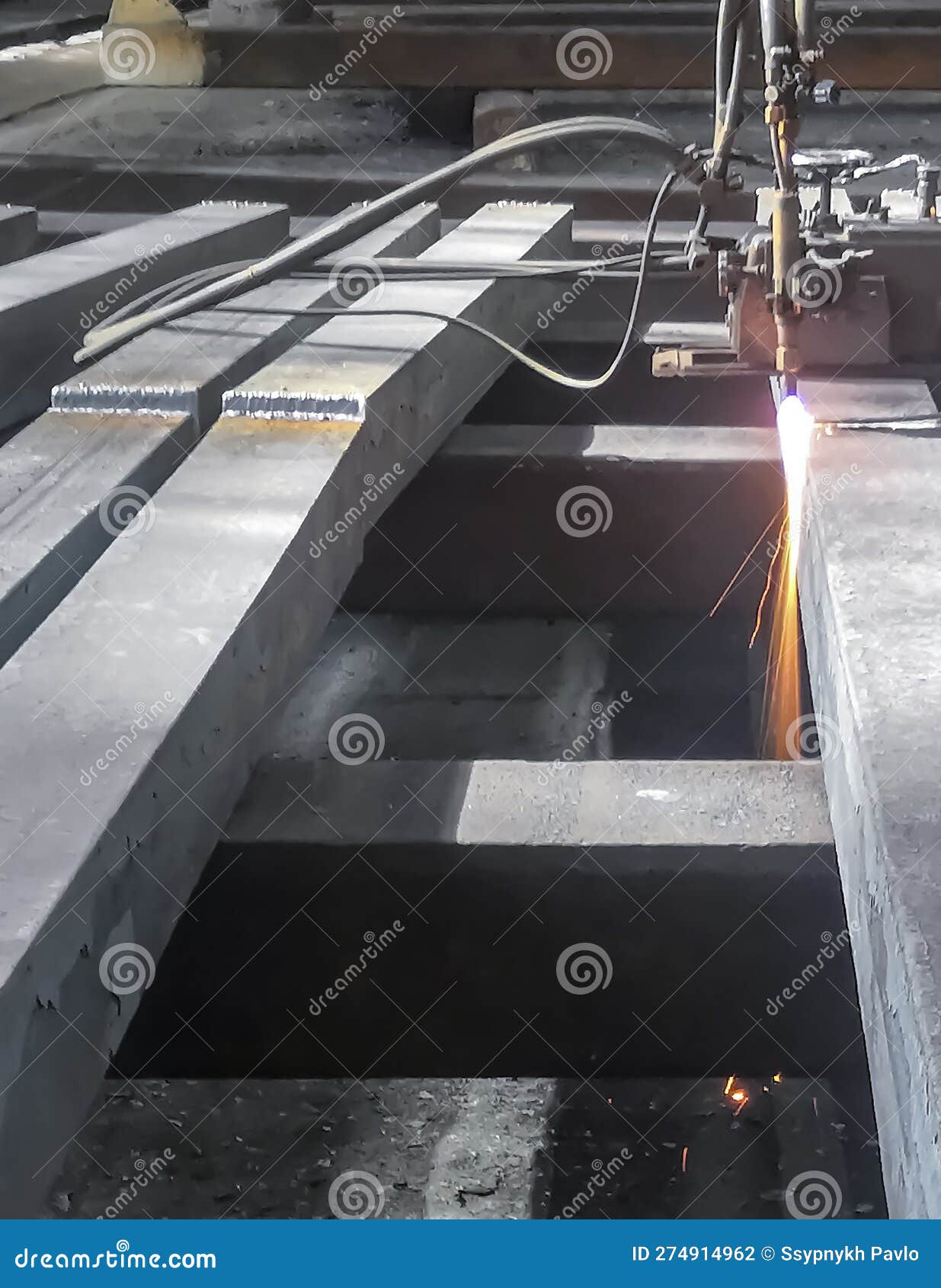 Metallurgical Plant - Metal Processing. Cutting a Square before ...