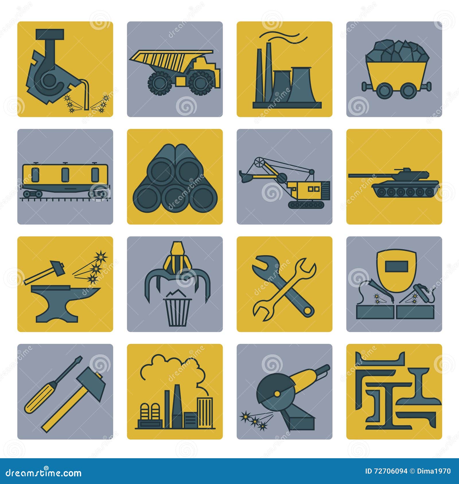 Metallurgy Icon Set. Colour Version Design Stock Vector - Illustration ...