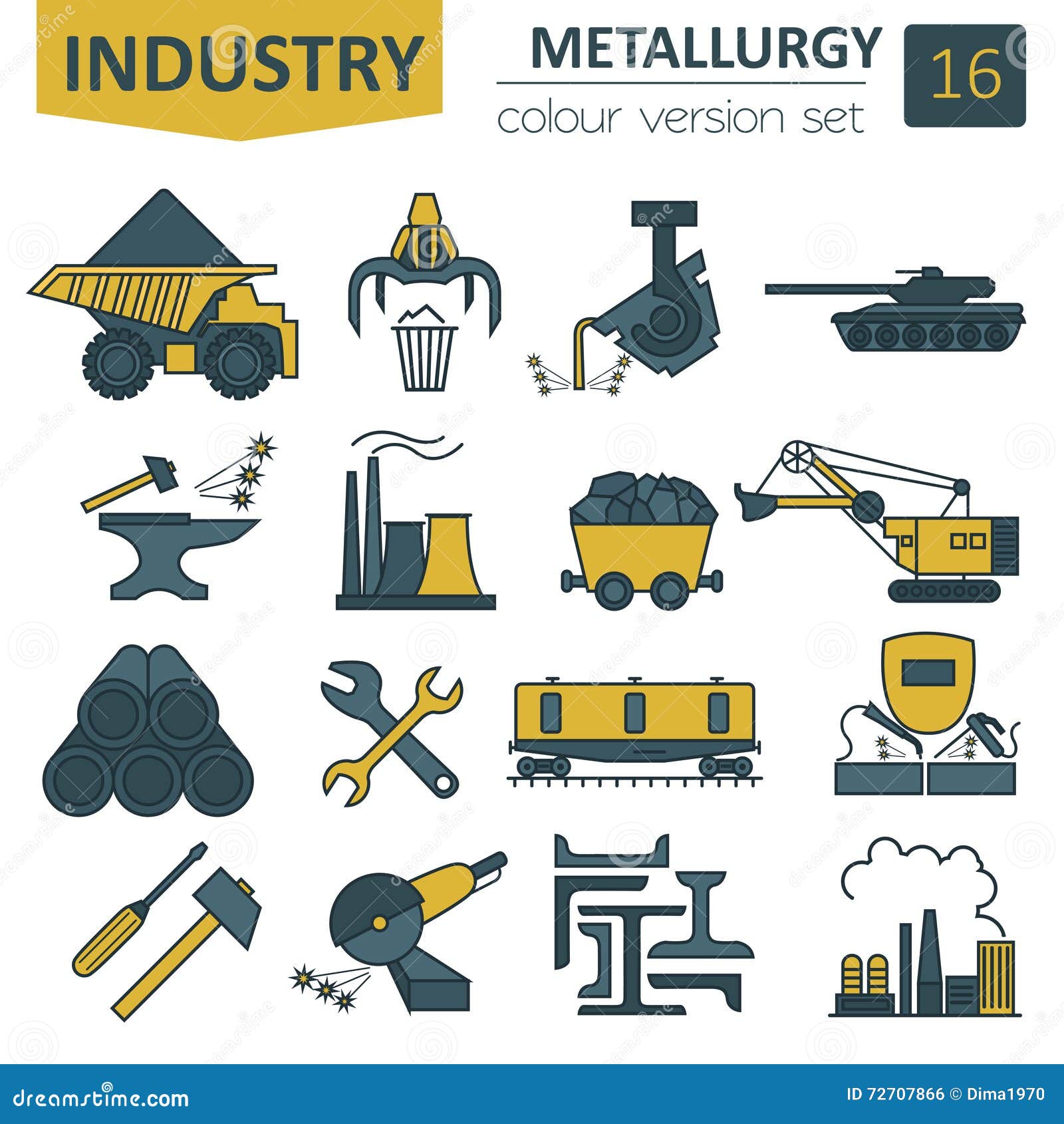 Metallurgy Icon Set. Colour Version Design Stock Vector - Illustration ...