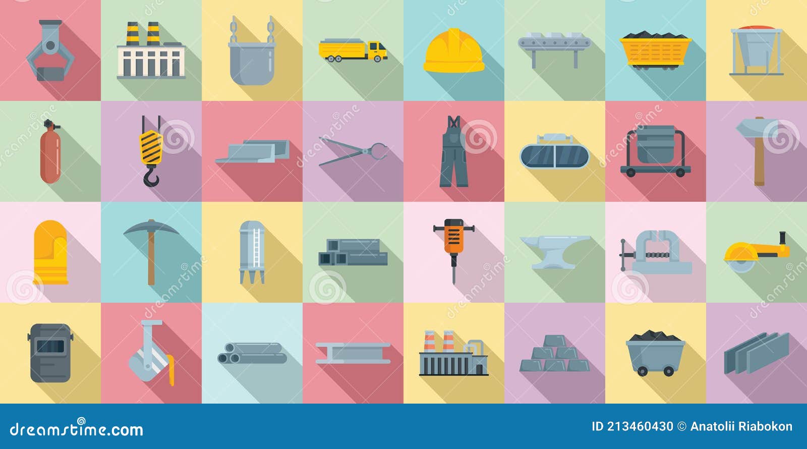 Metallurgy Icons Set, Flat Style Stock Vector - Illustration of furnace ... Metallurgy Icons Set, Flat Style Stock Vector - Illustration of furnace ...