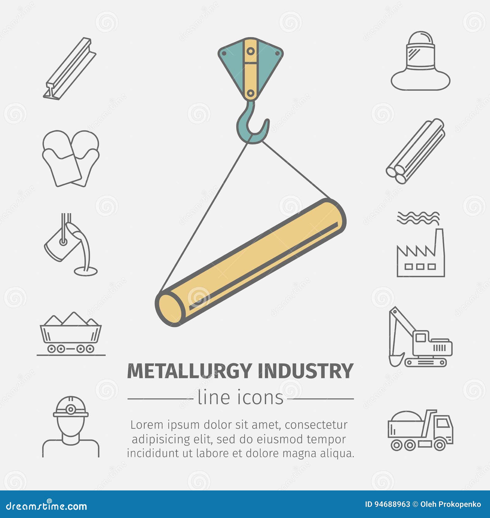 Metallurgy Related Vector Line Icon Set. Industrial Poster ...