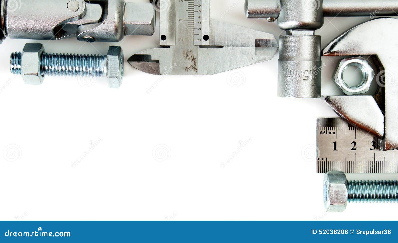 Metalwork. Ruler, Wrench, and Others Tools Stock Photo - Image of ruler ...