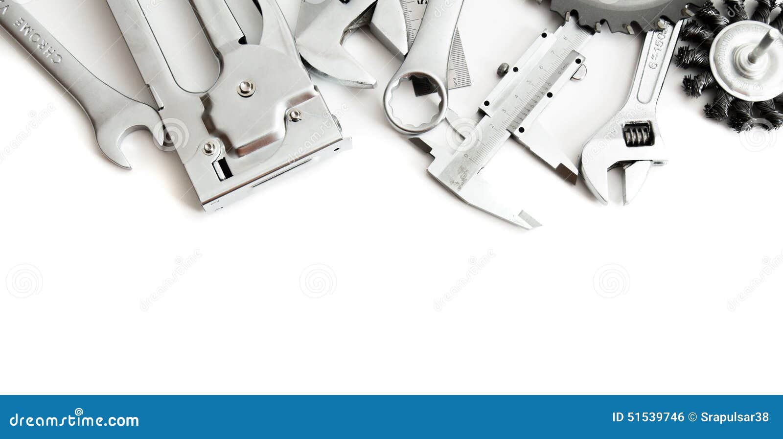 Metalwork. Stapler, Saw, Wrench and Others Tools Stock Photo - Image of ...