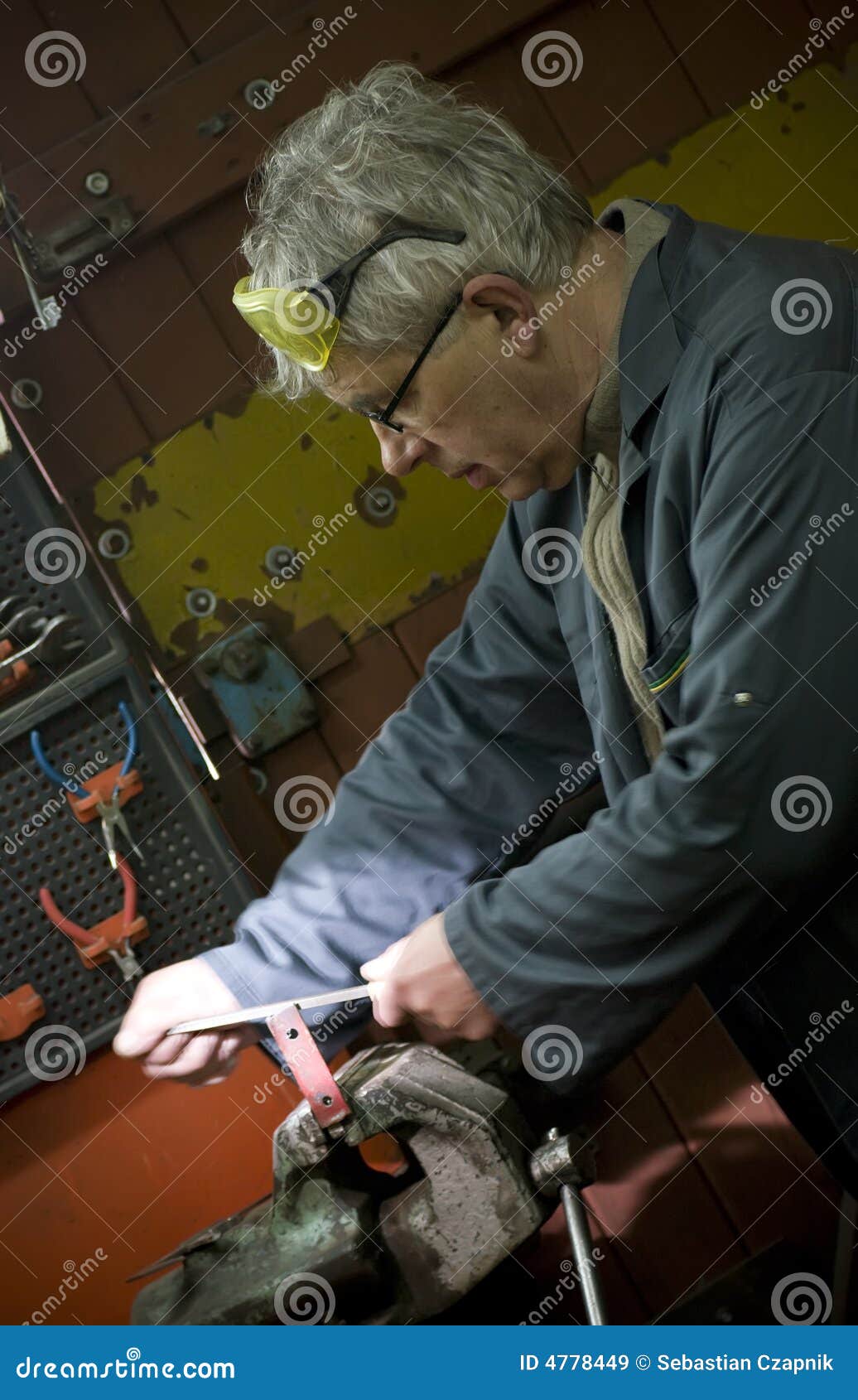 Metalworker in His Workshop Stock Image - Image of adult, spectacles ...