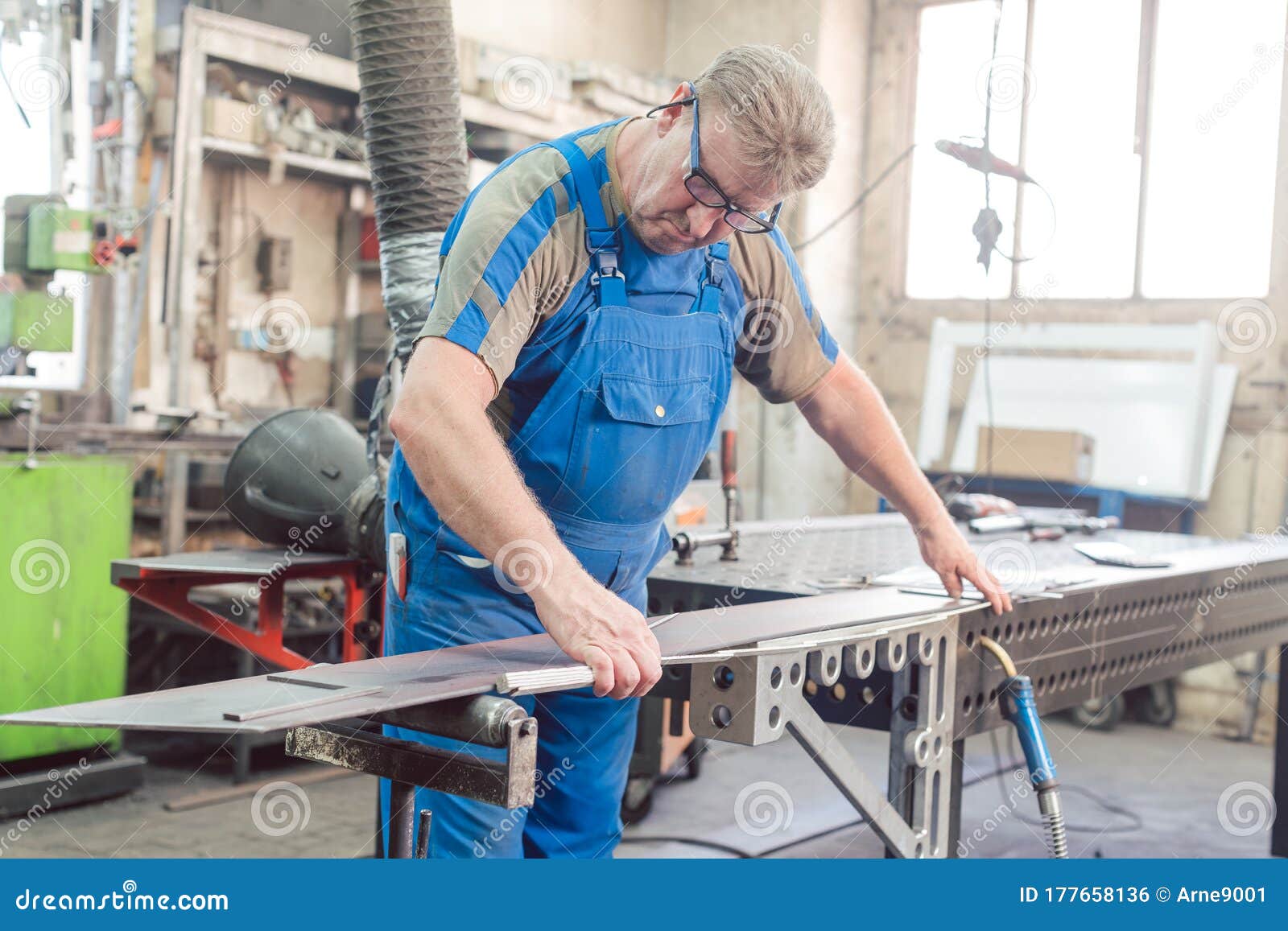 Metalworker Man in His Workshop Working on Project Stock Photo - Image ...
