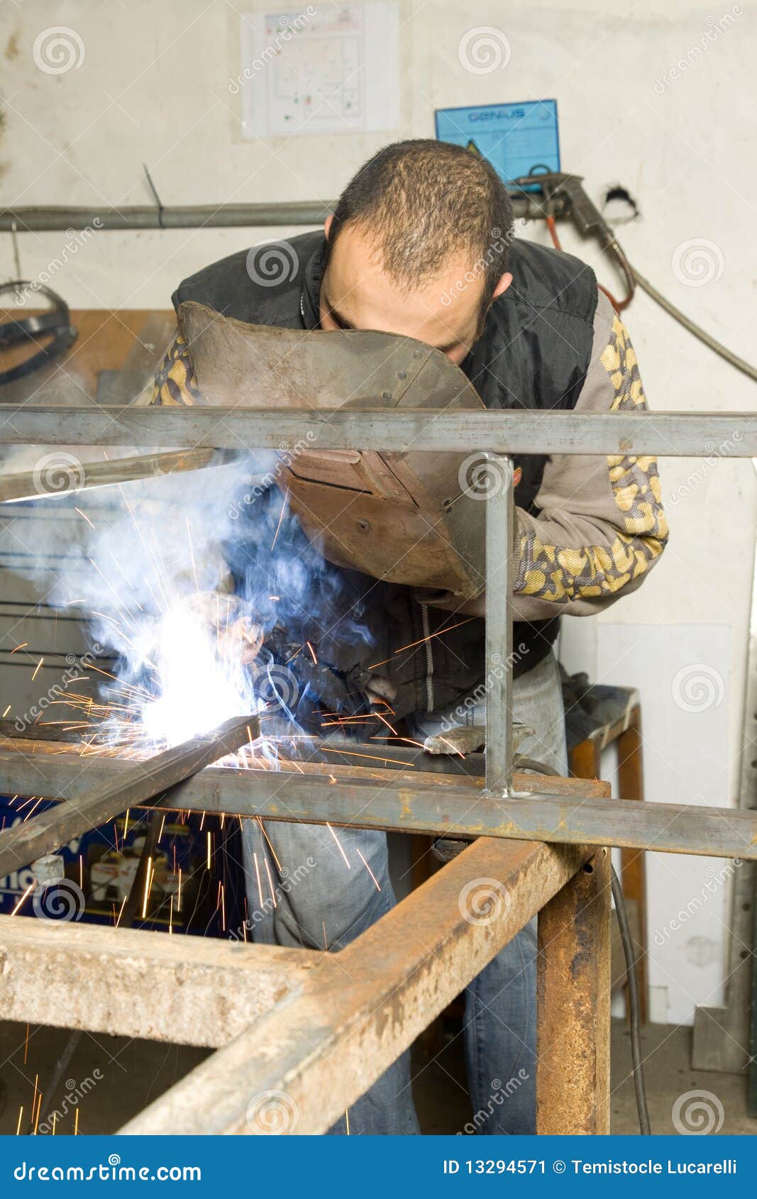Metalworker with sparkles stock image. Image of labour - 13294571