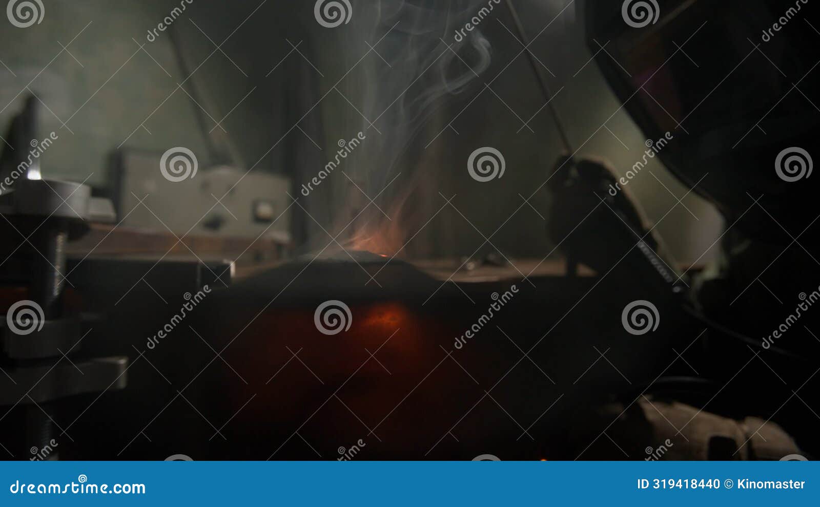 Metalworker Using Welding Machine on Iron Surface. Man Worker Welding ...