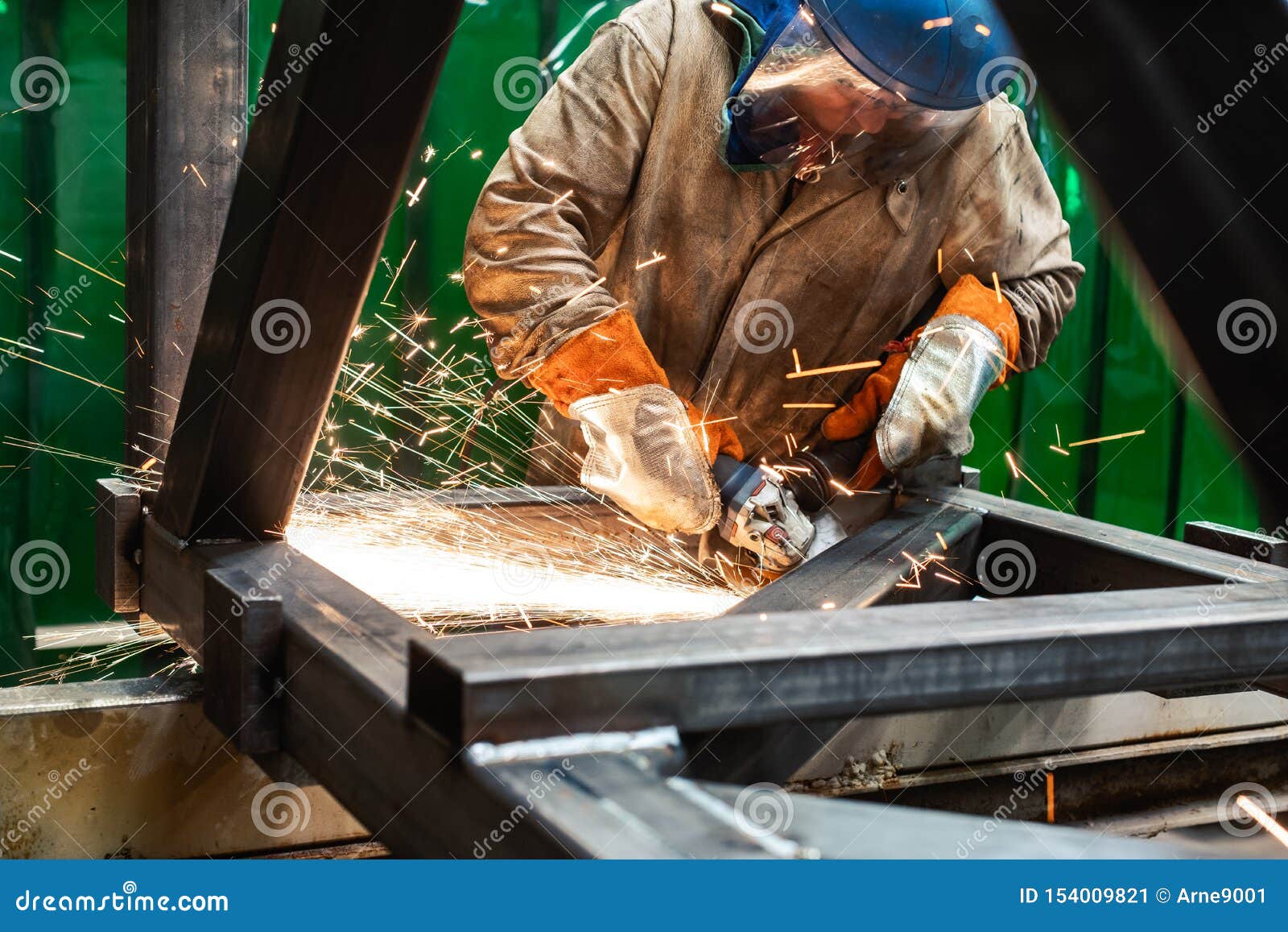 Metalworker Working with Angle Grinder Stock Image - Image of ...