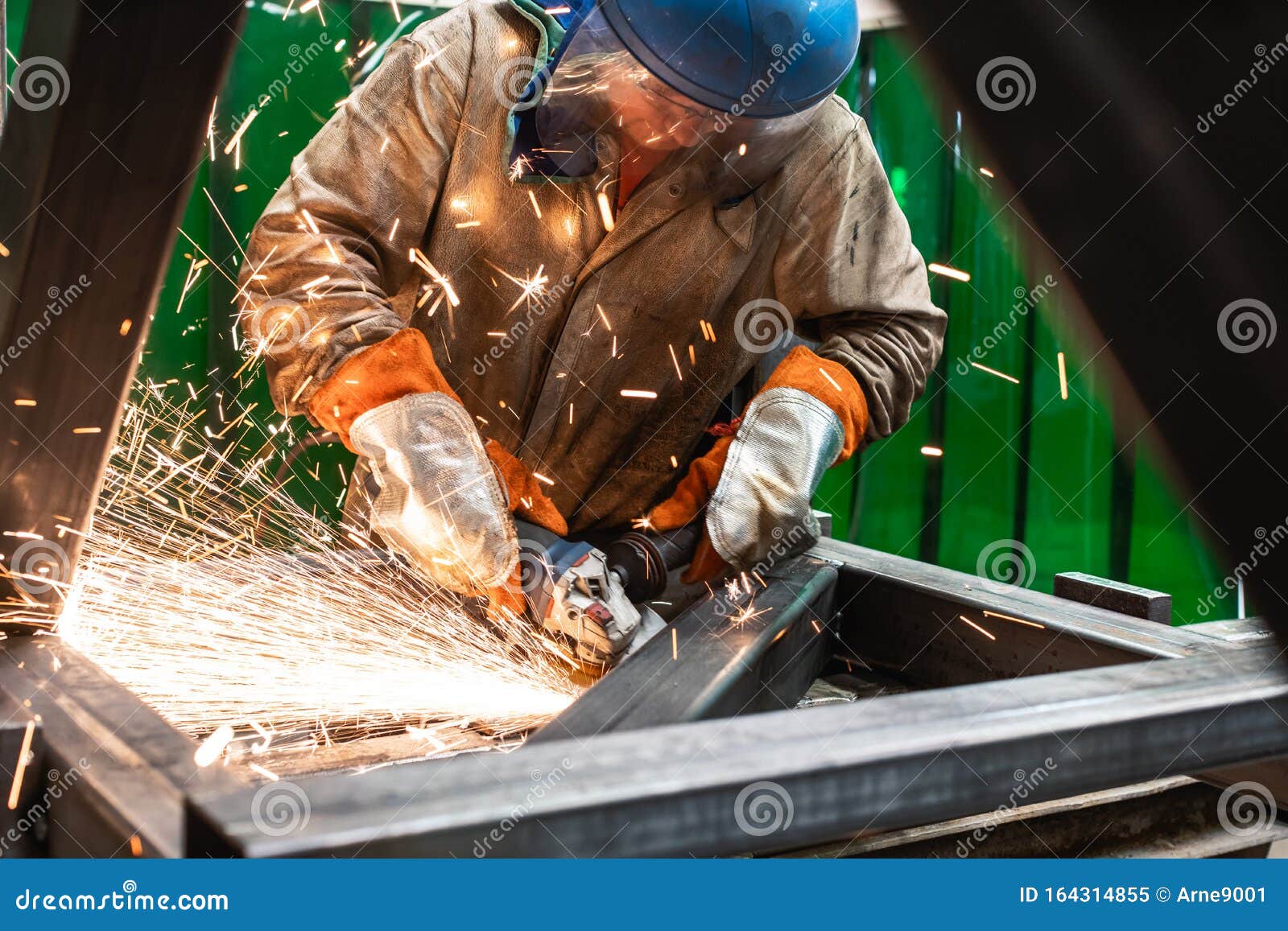 Metalworker Working with Angle Grinder Stock Image - Image of ...
