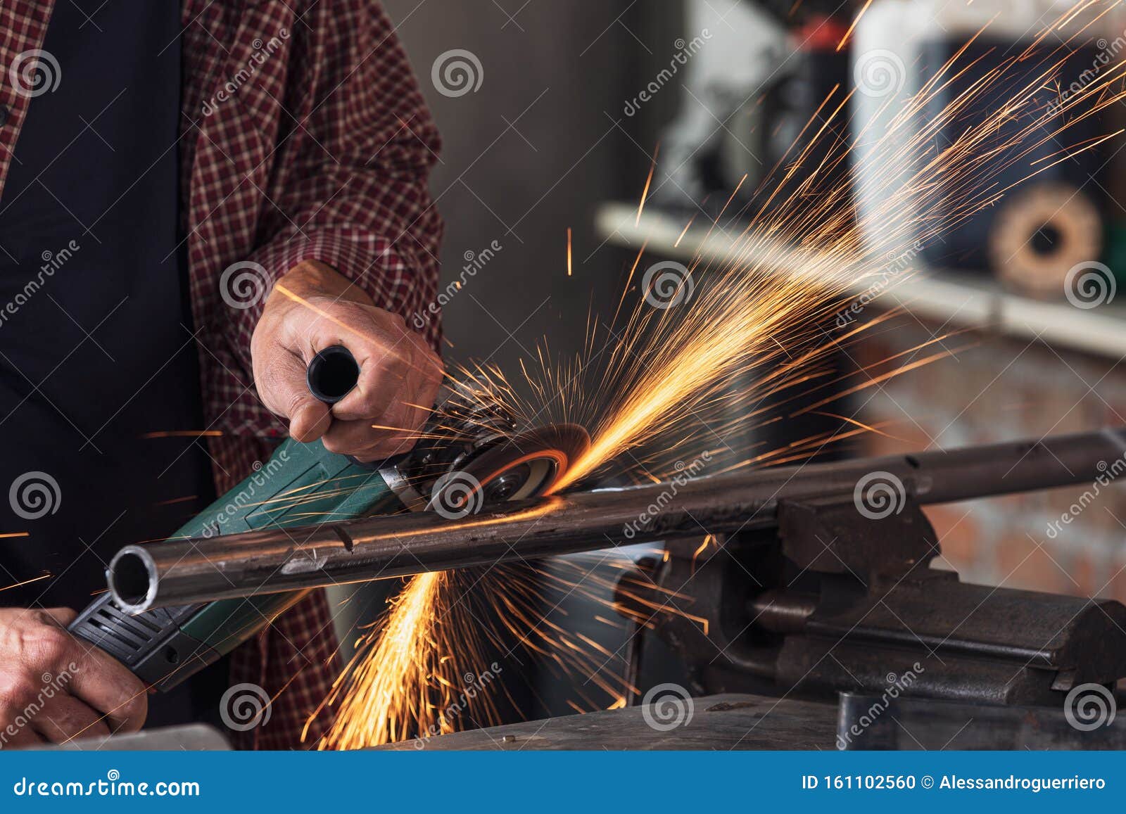 Metalworker Working in an Engineering Workshop Stock Photo - Image of ...