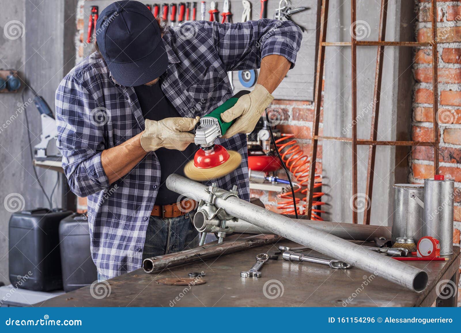 Metalworker Working on Steel Pipes Stock Photo - Image of engineering ...