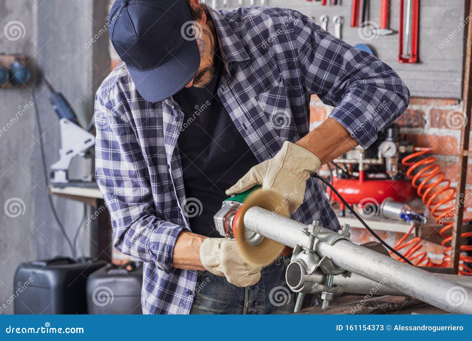 Metalworker Working on Steel Pipes Stock Image - Image of engineering ...
