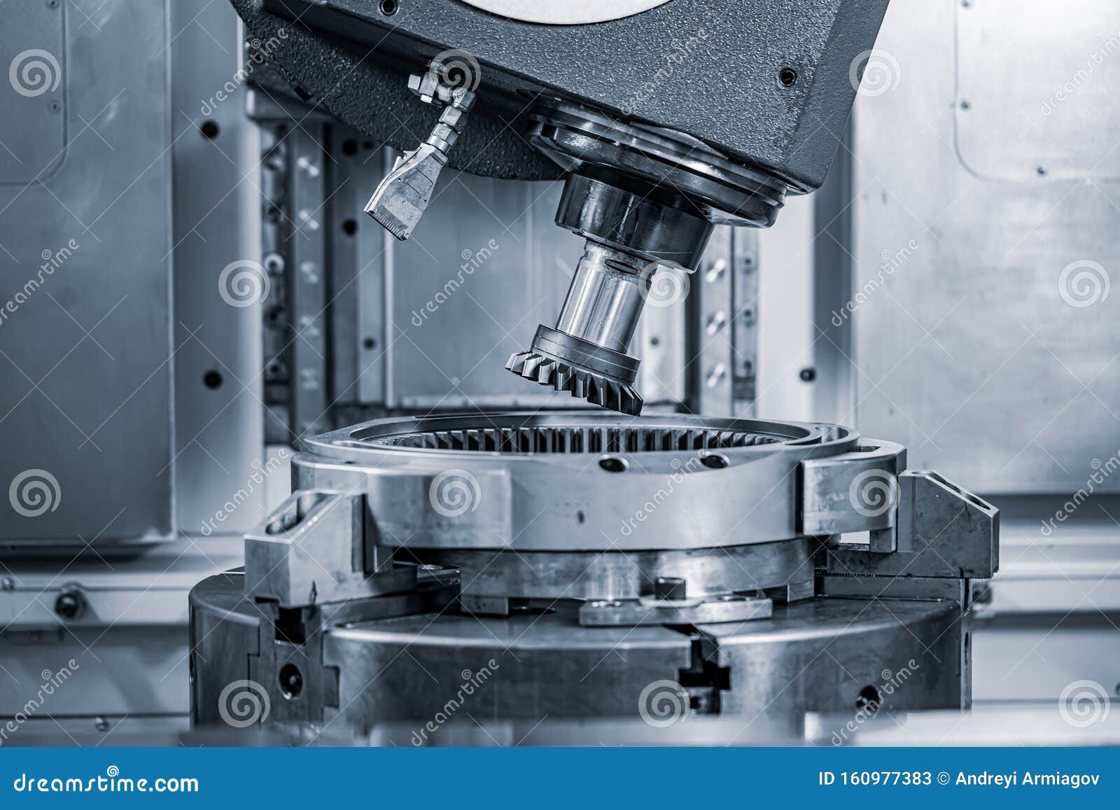 Metalworking CNC Lathe Milling Machine. Cutting Metal Modern Processing ...