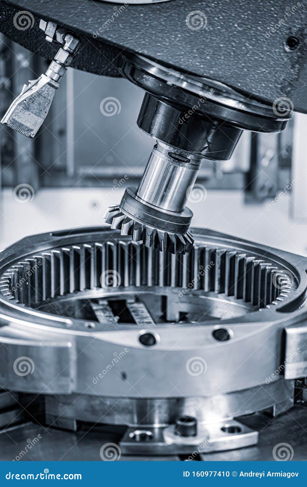 Metalworking CNC Lathe Milling Machine. Cutting Metal Modern Processing ...