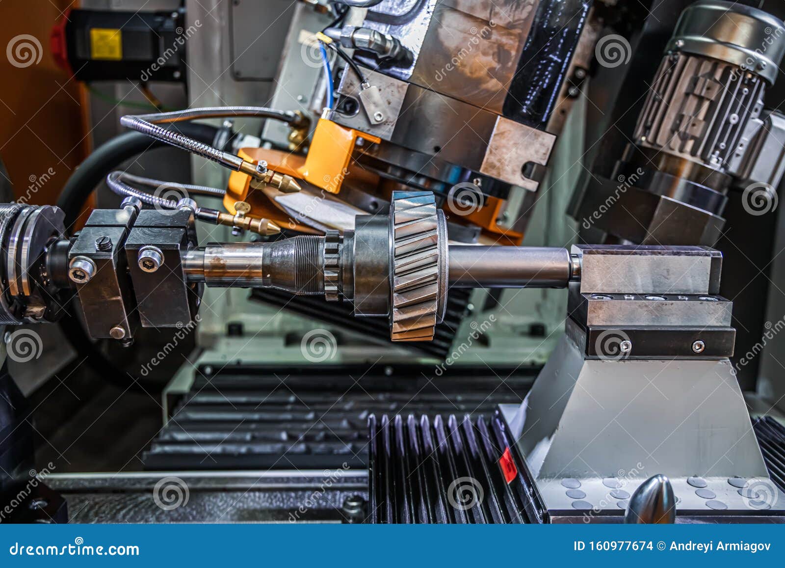 Metalworking CNC Lathe Milling Machine. Cutting Metal Modern Processing ...