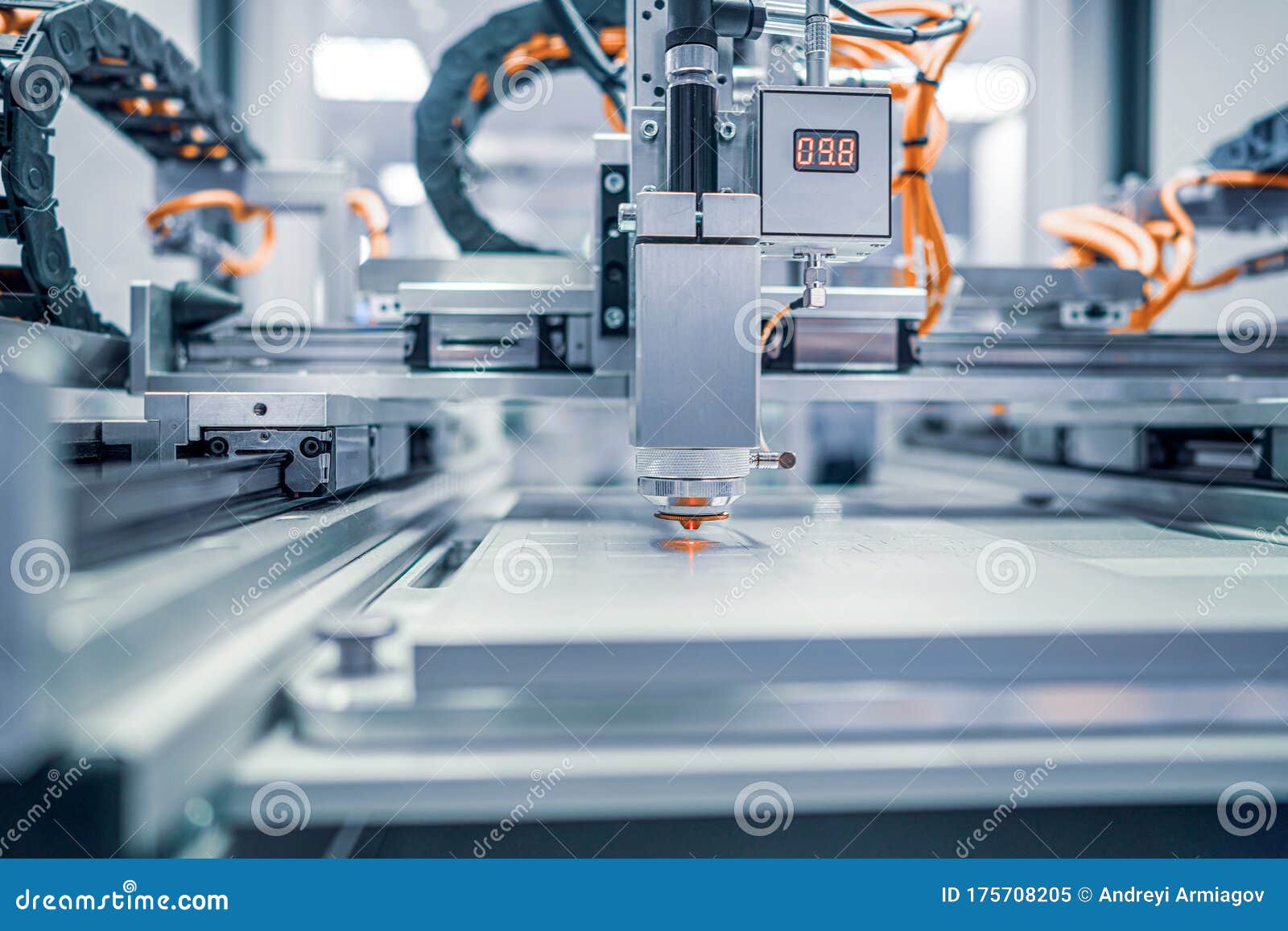 Metalworking CNC Lathe Milling Machine. Cutting Metal Modern Processing ...