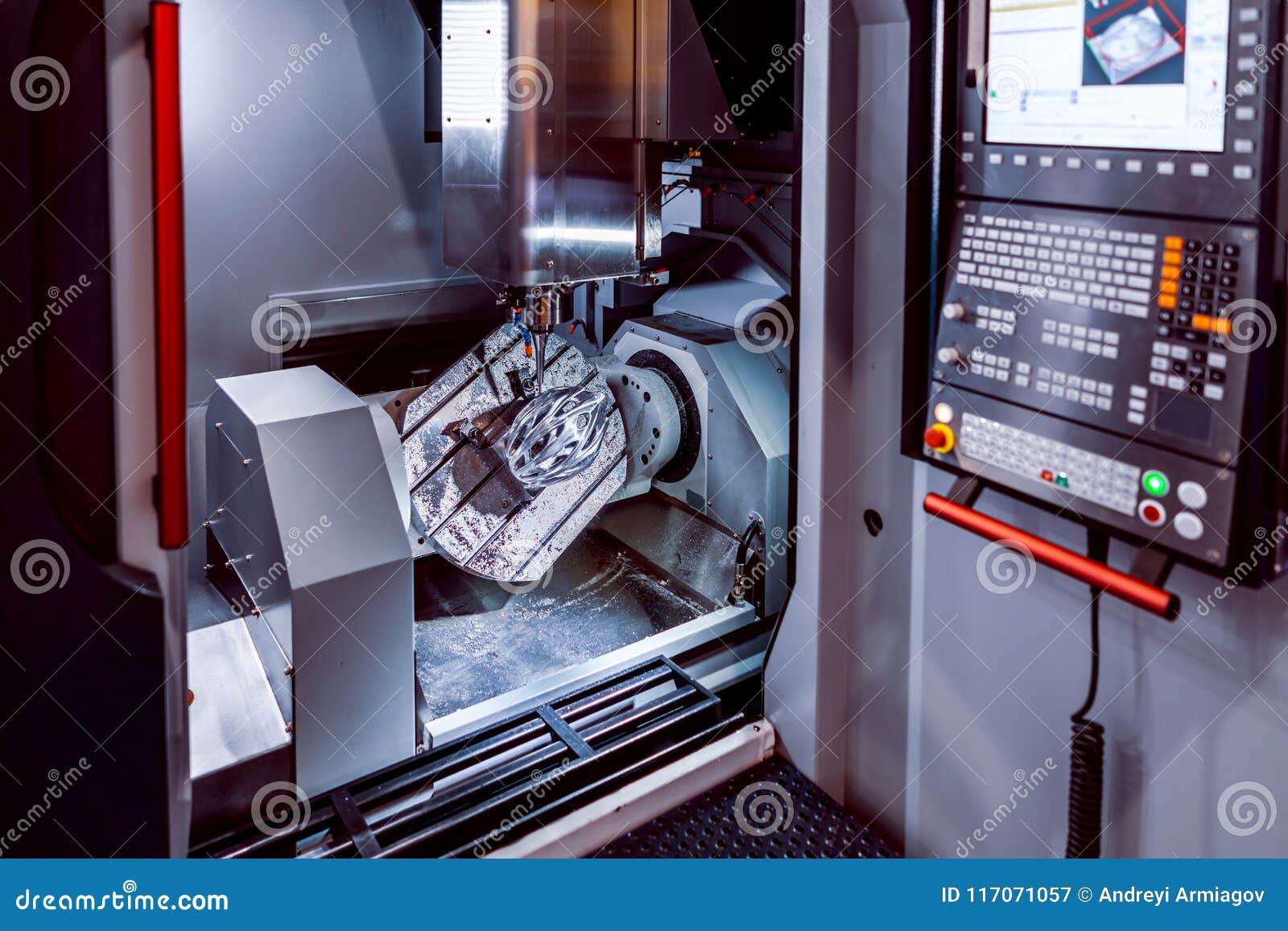 Metalworking CNC Milling Machine. Cutting Metal Modern Processing ...