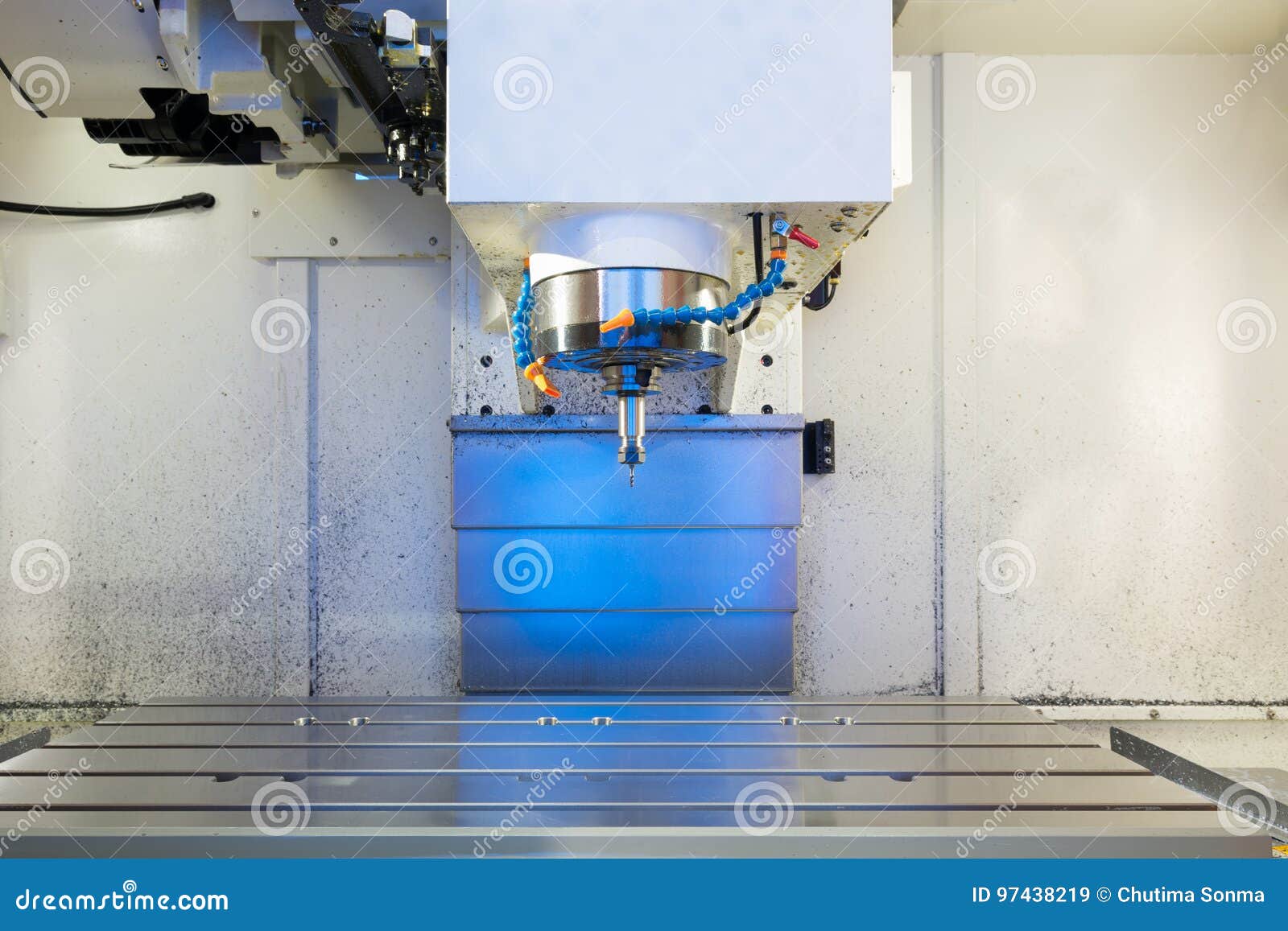 Metalworking CNC Milling Machine. Cutting Metal Modern Processing Stock ...