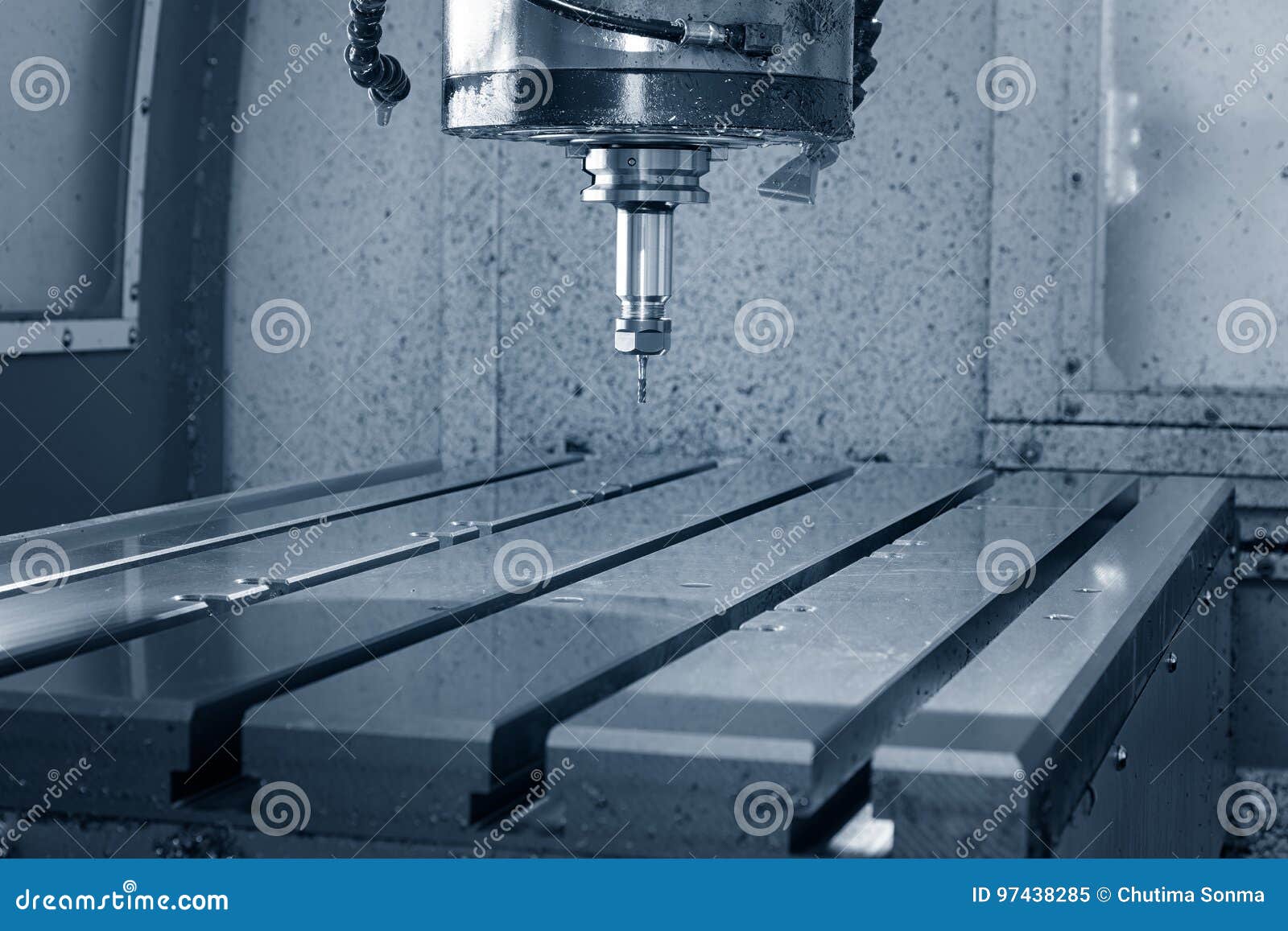Metalworking CNC Milling Machine. Cutting Metal Modern Processing Stock ...