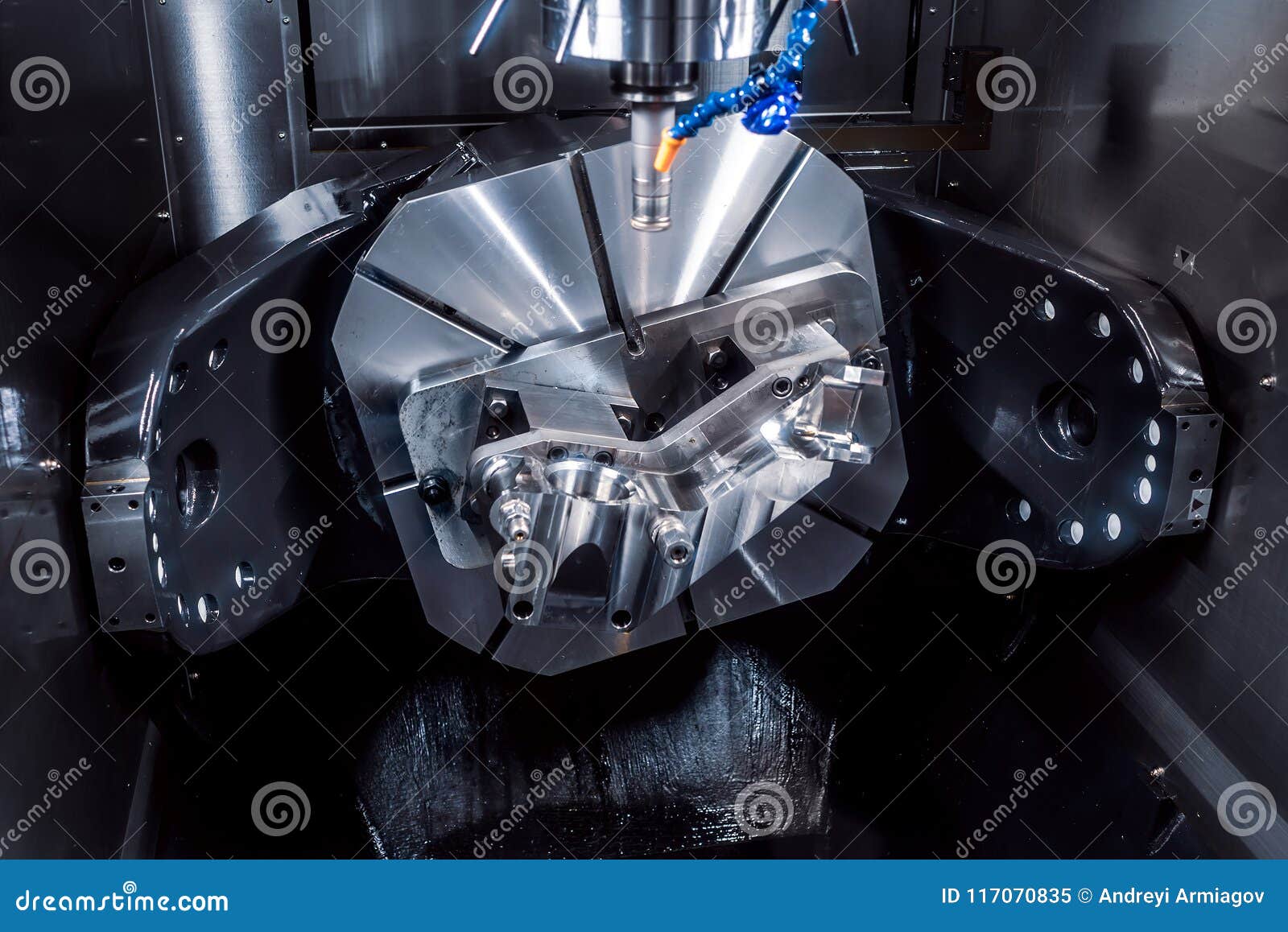 Metalworking CNC Milling Machine. Cutting Metal Modern Processing ...