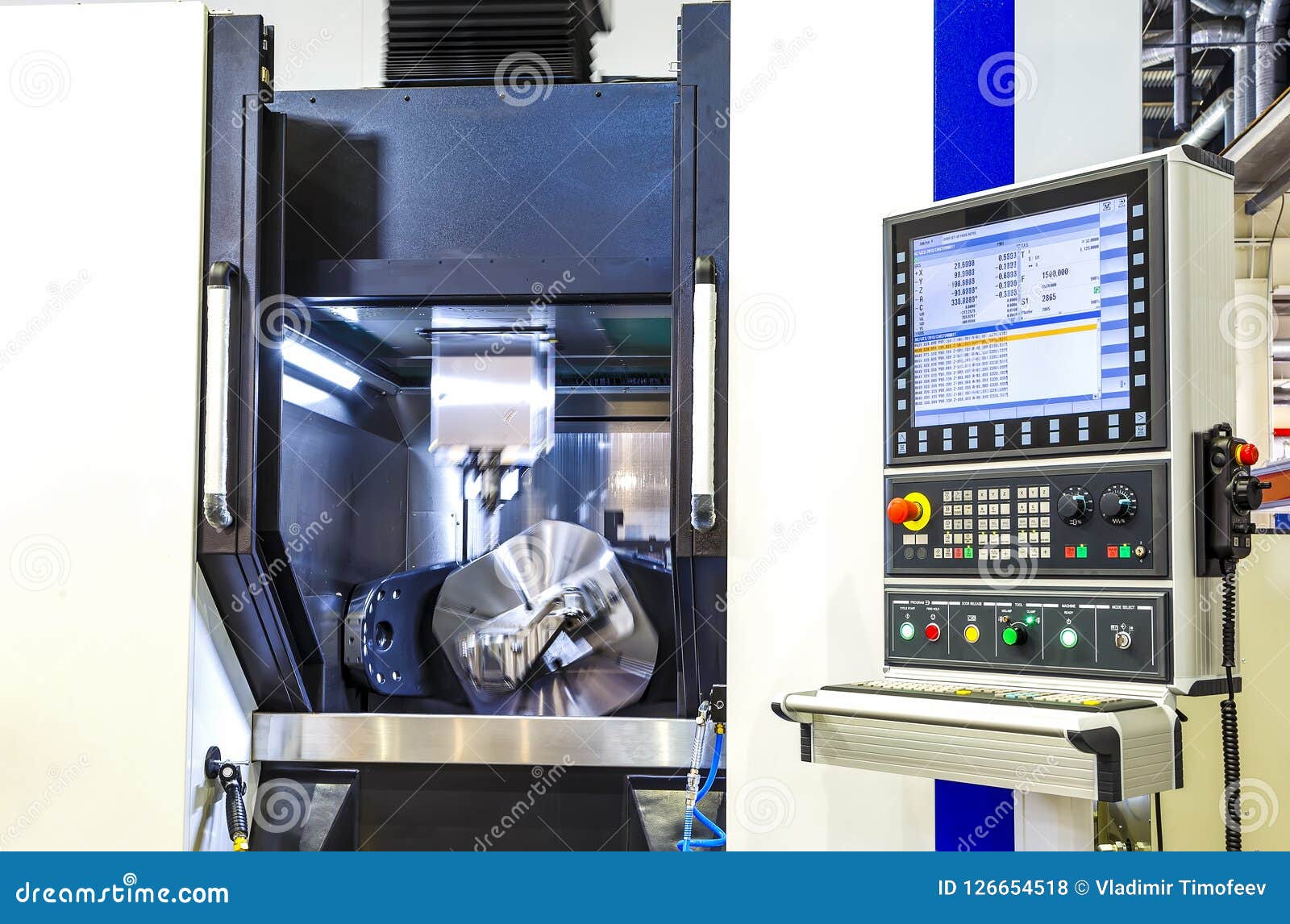 Metalworking CNC Milling Machine. Cutting Metal Modern Processing ...