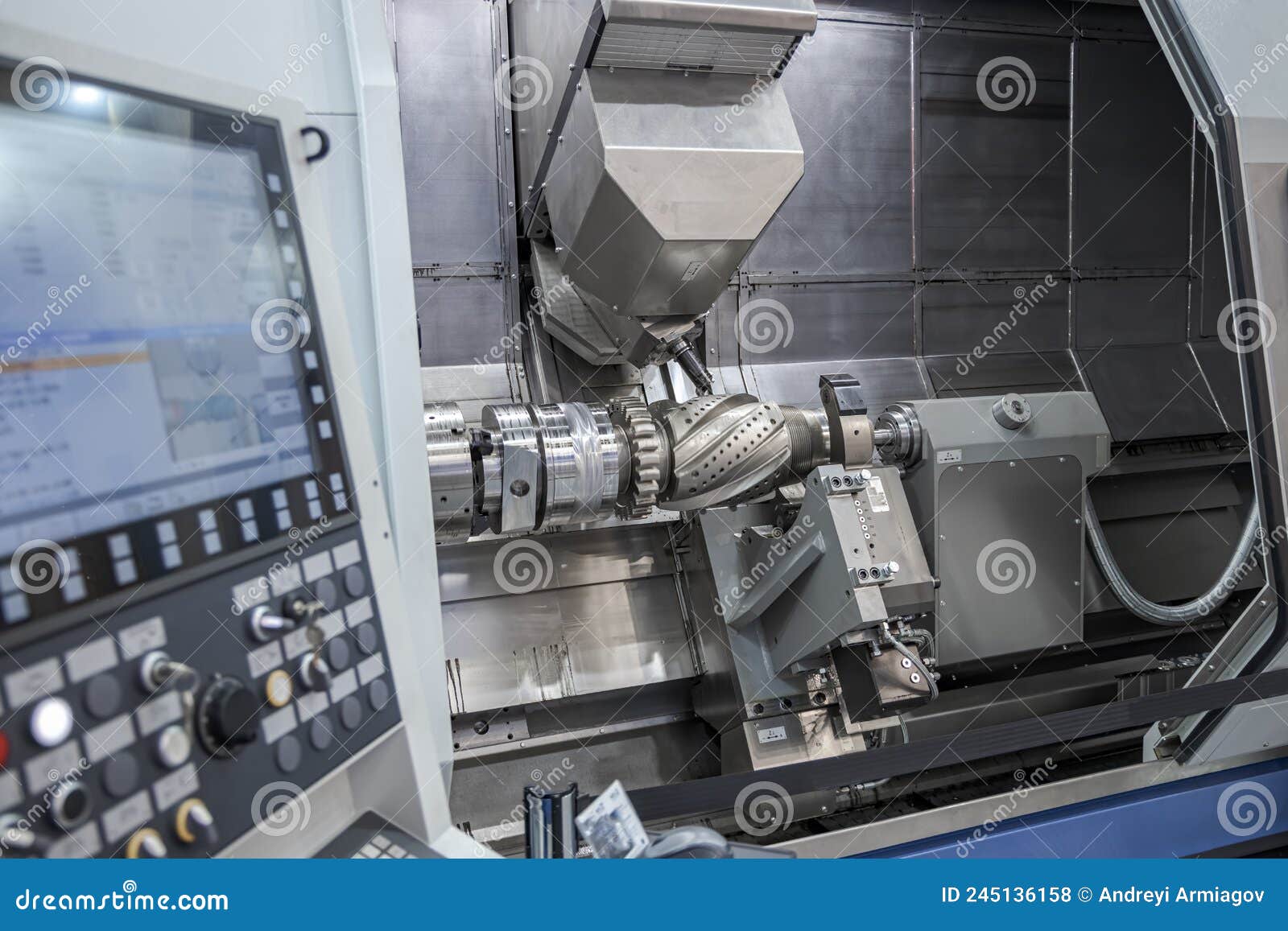Metalworking CNC Milling Machine. Cutting Metal Modern Processing ...
