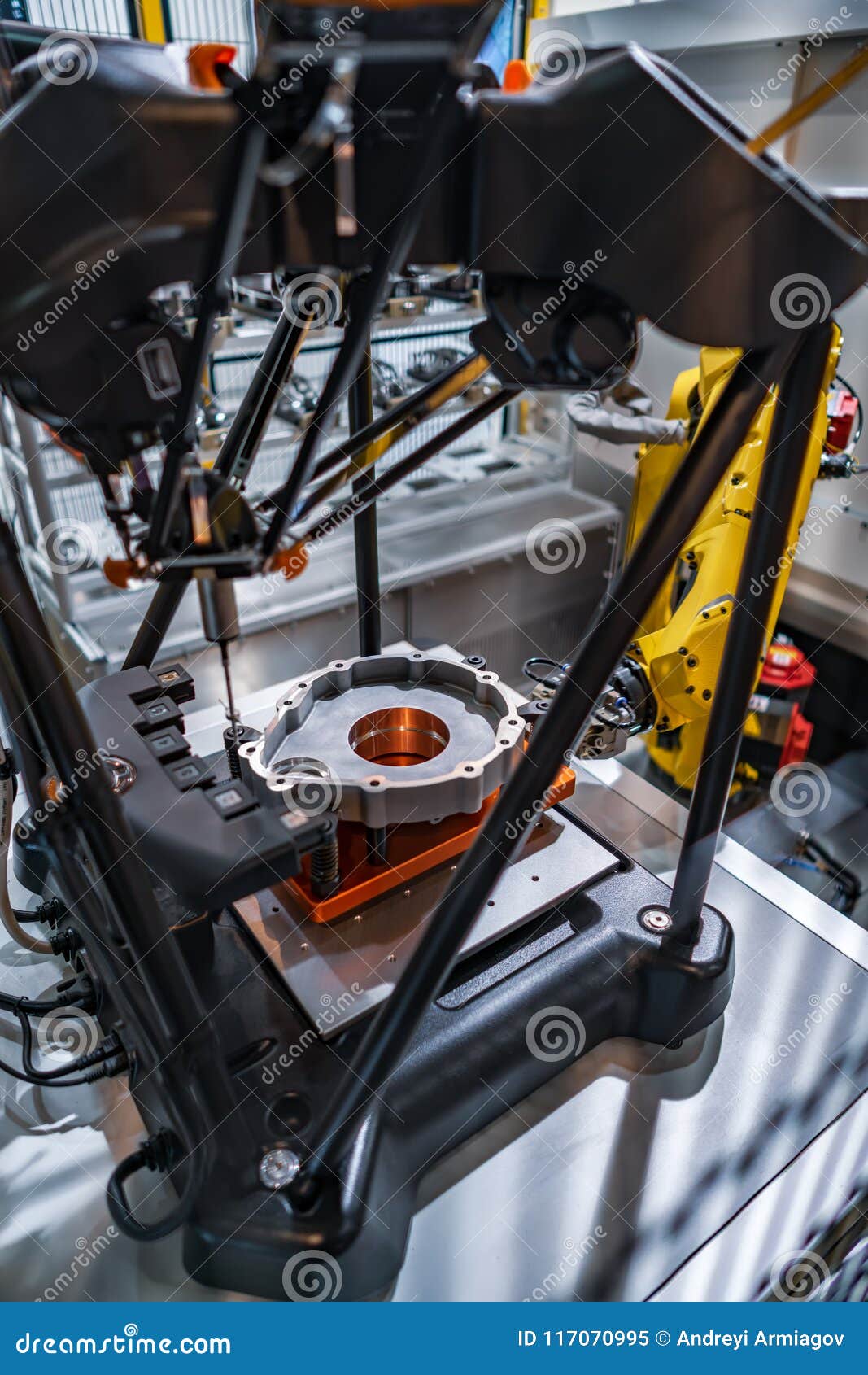 Metalworking CNC Milling Machine. Automated Production Cell Meas Stock ...