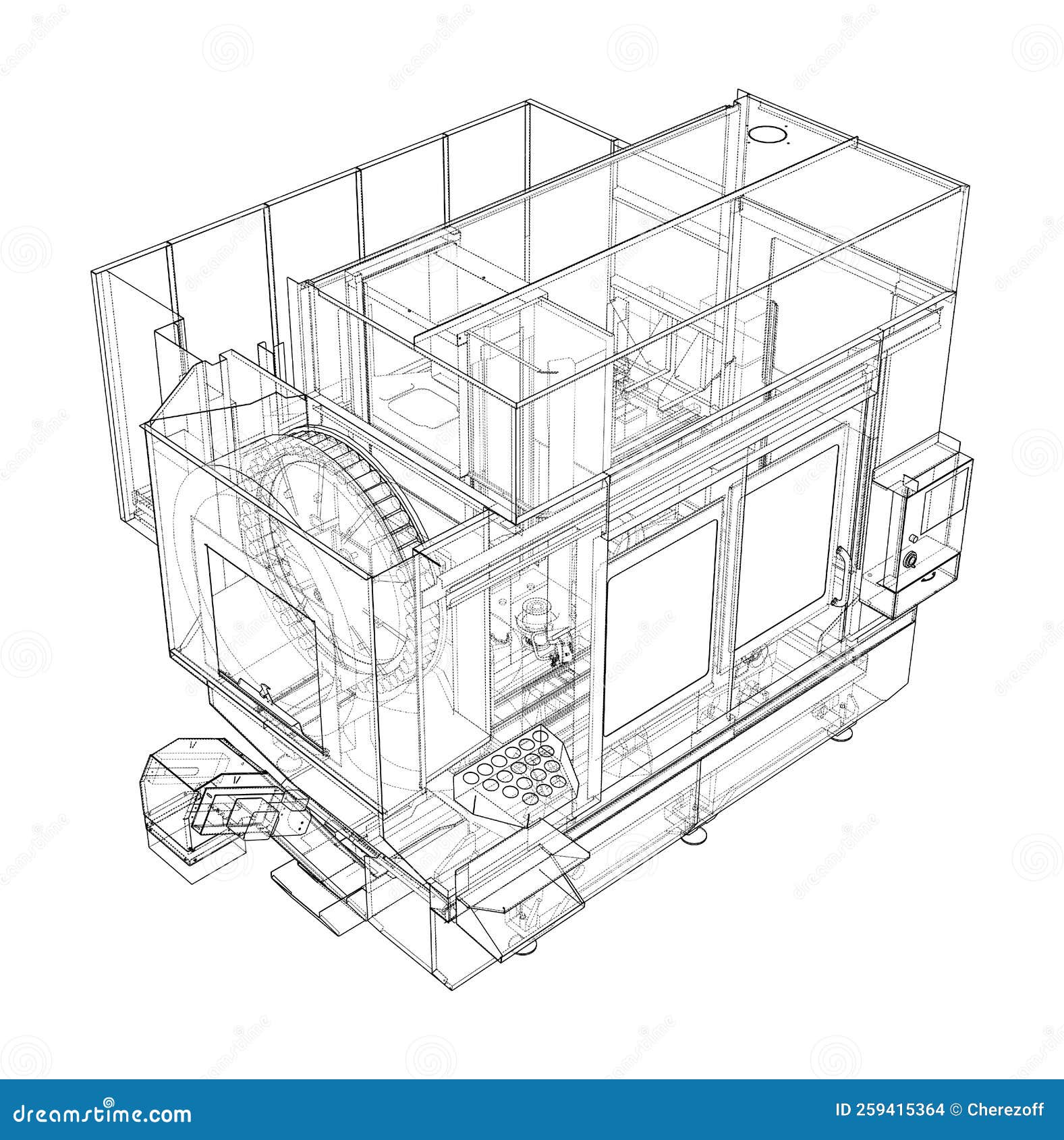 Metalworking CNC Milling Machine. Vector Stock Vector - Illustration of ...