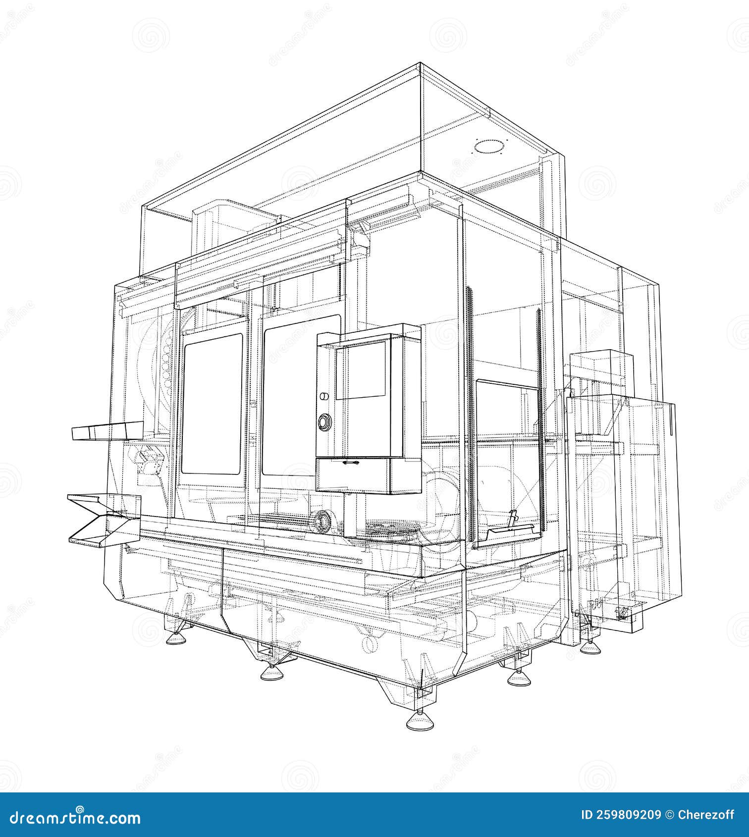 Metalworking CNC Milling Machine. Vector Stock Vector - Illustration of ...