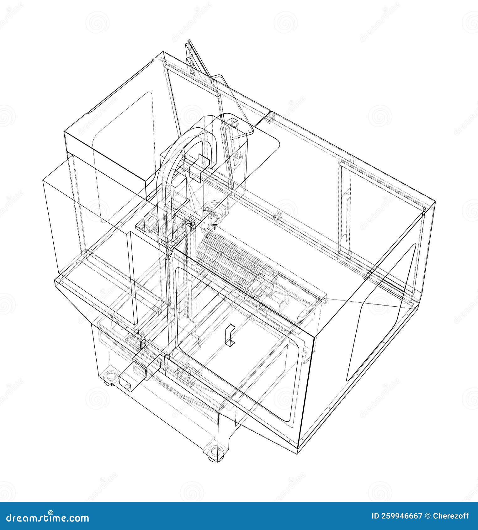 Metalworking CNC Milling Machine. Vector Stock Vector - Illustration of ...