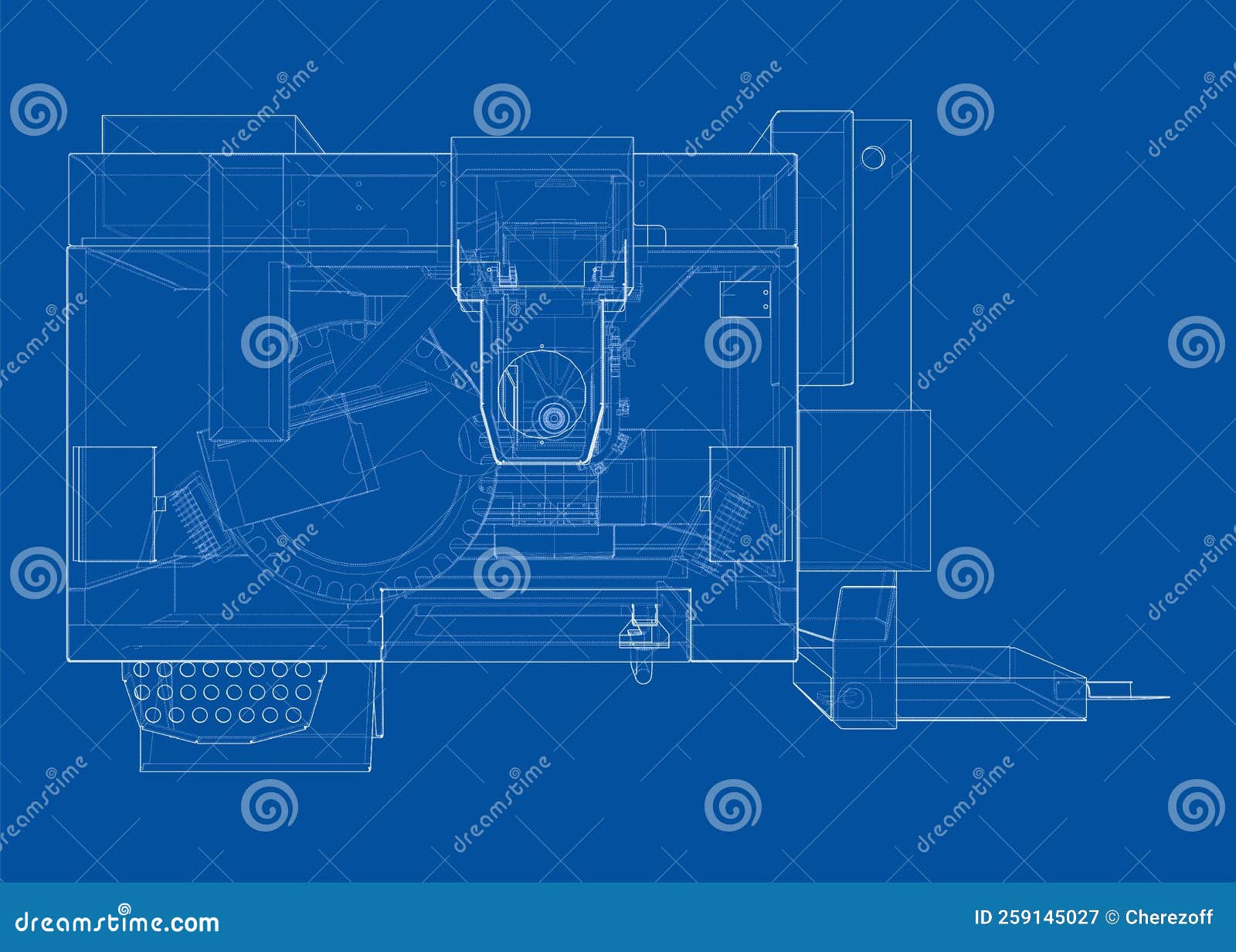Metalworking CNC Milling Machine. Vector Stock Vector - Illustration of ...
