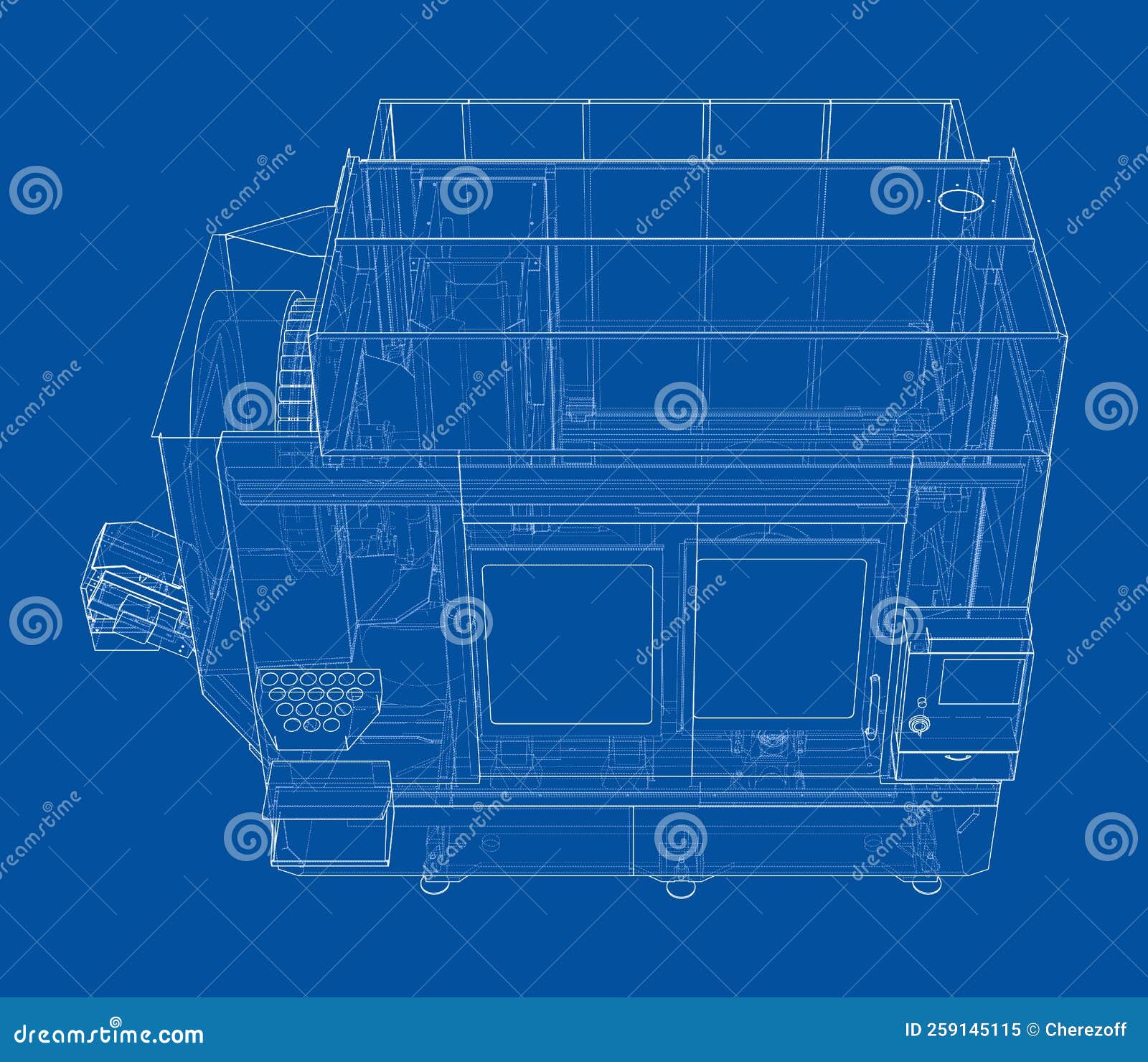 Metalworking CNC Milling Machine. Vector Stock Vector - Illustration of ...