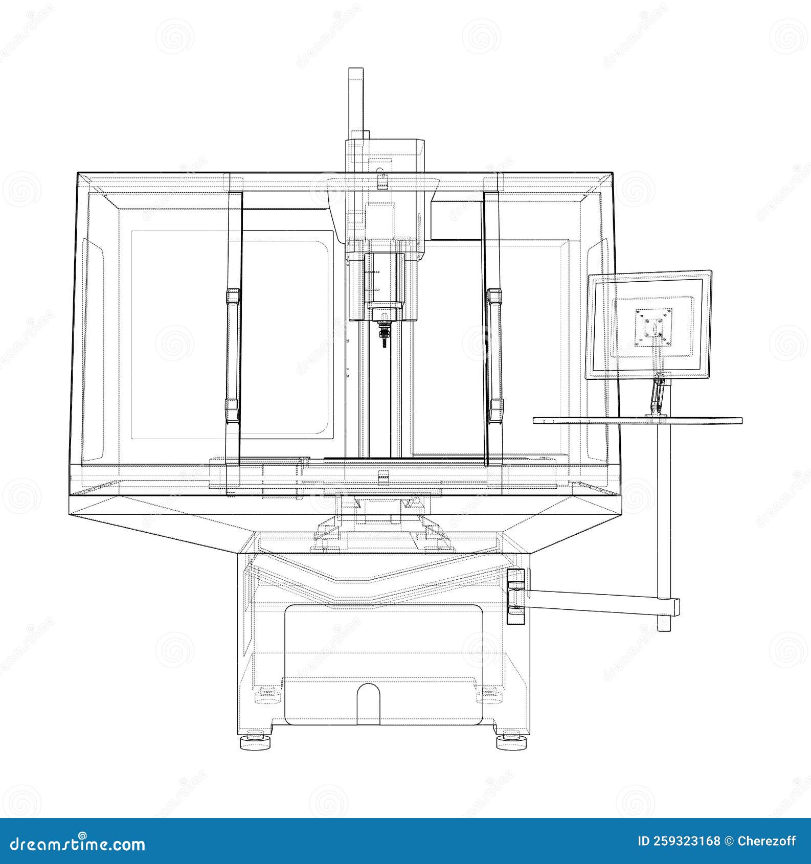 Metalworking CNC Milling Machine. Vector Stock Vector - Illustration of ...