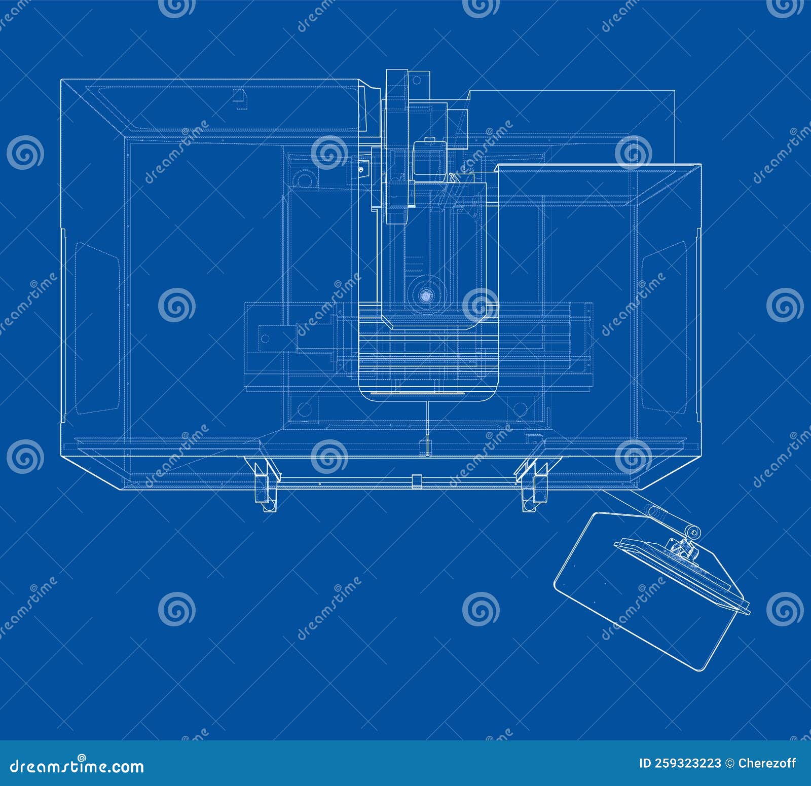 Metalworking CNC Milling Machine. Vector Stock Vector - Illustration of ...