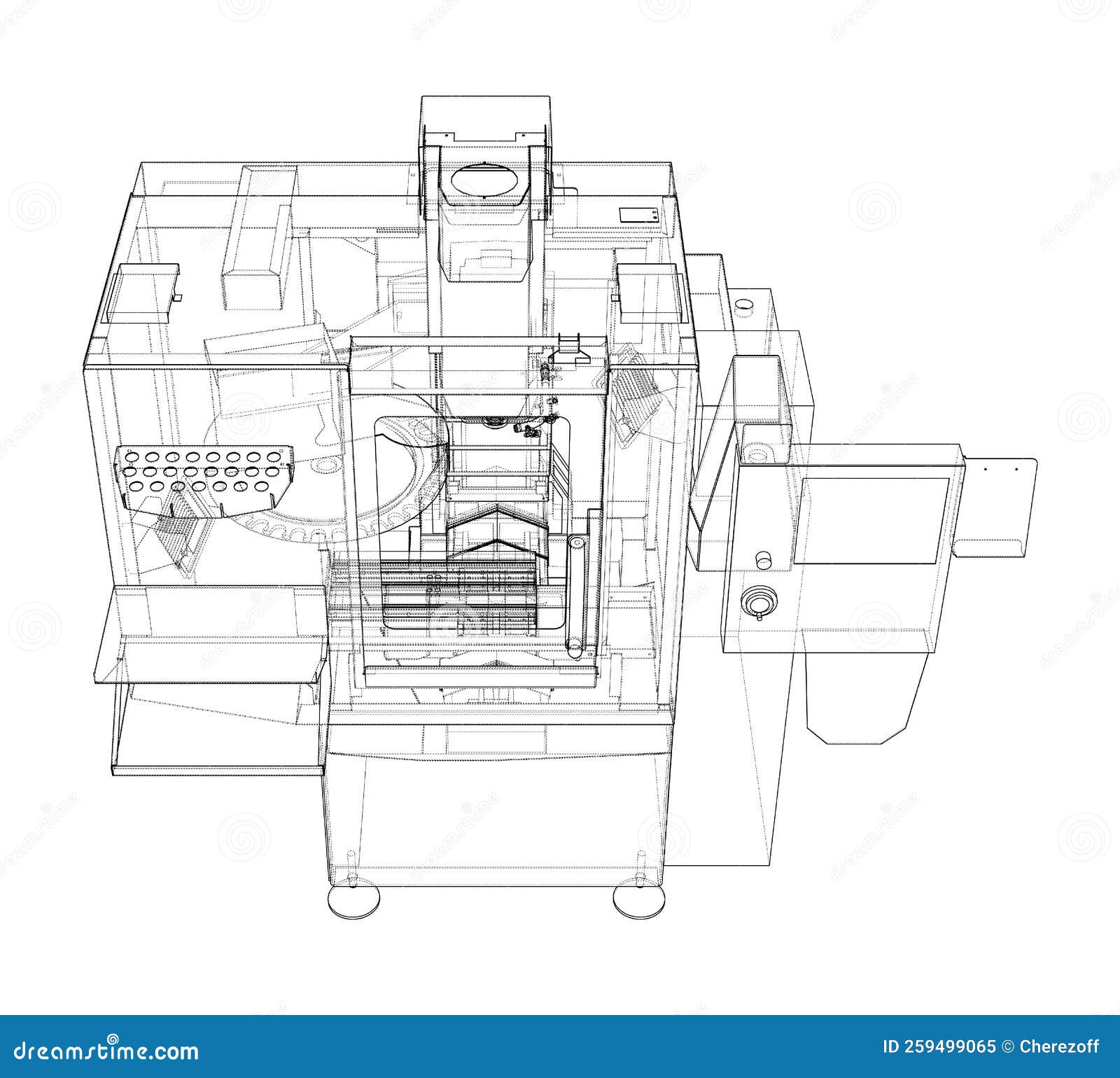 Metalworking CNC Milling Machine. Vector Stock Vector - Illustration of ...