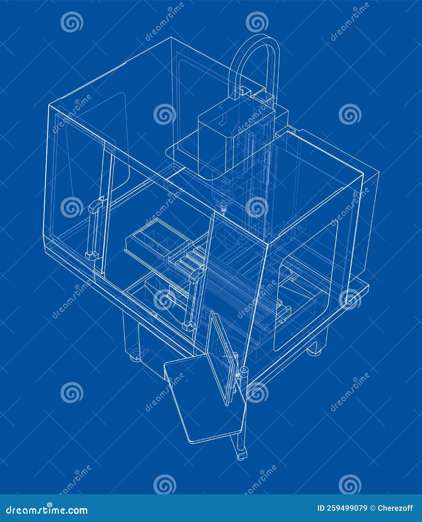 Metalworking CNC Milling Machine. Vector Stock Vector - Illustration of ...