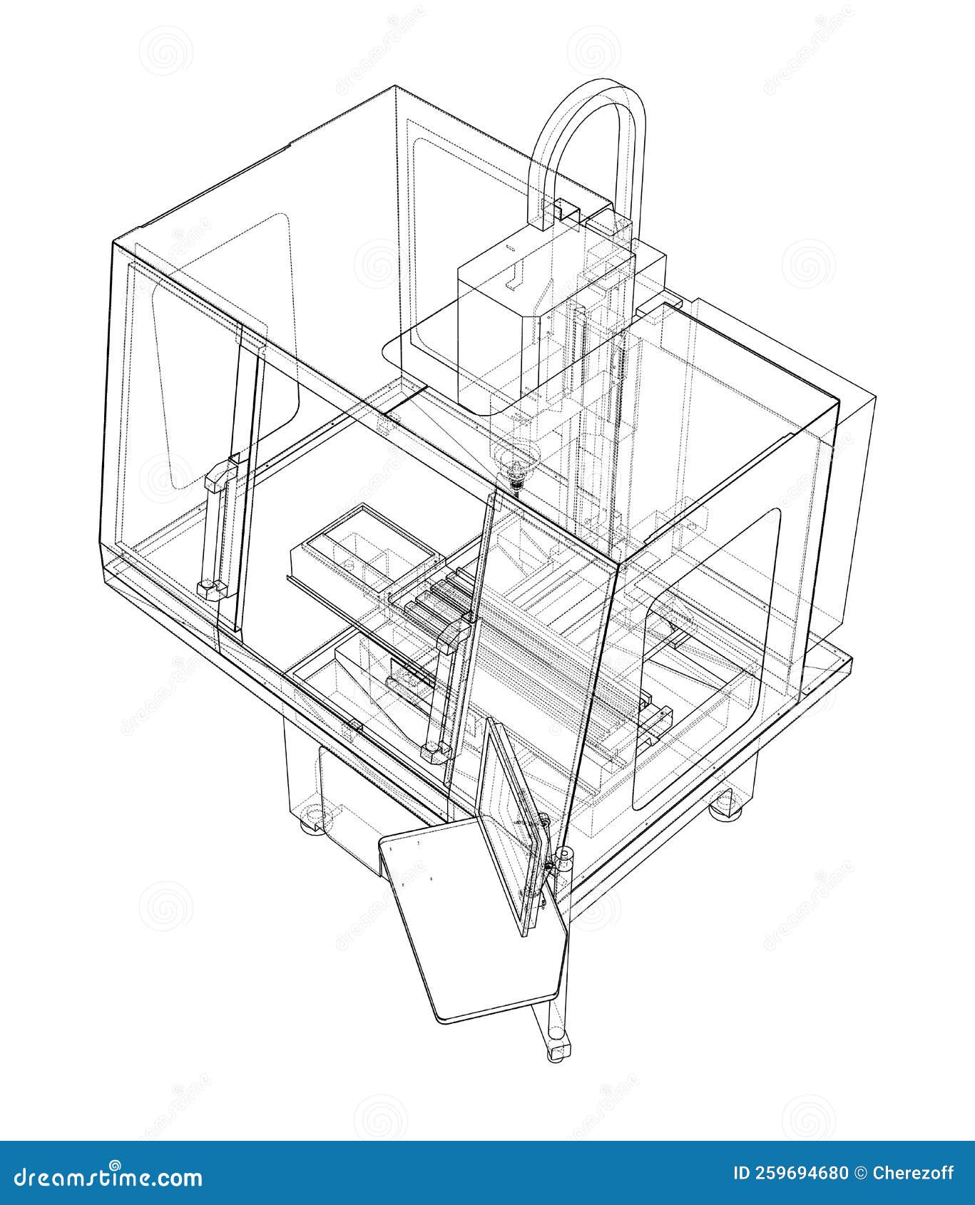 Metalworking CNC Milling Machine. Vector Stock Vector - Illustration of ...