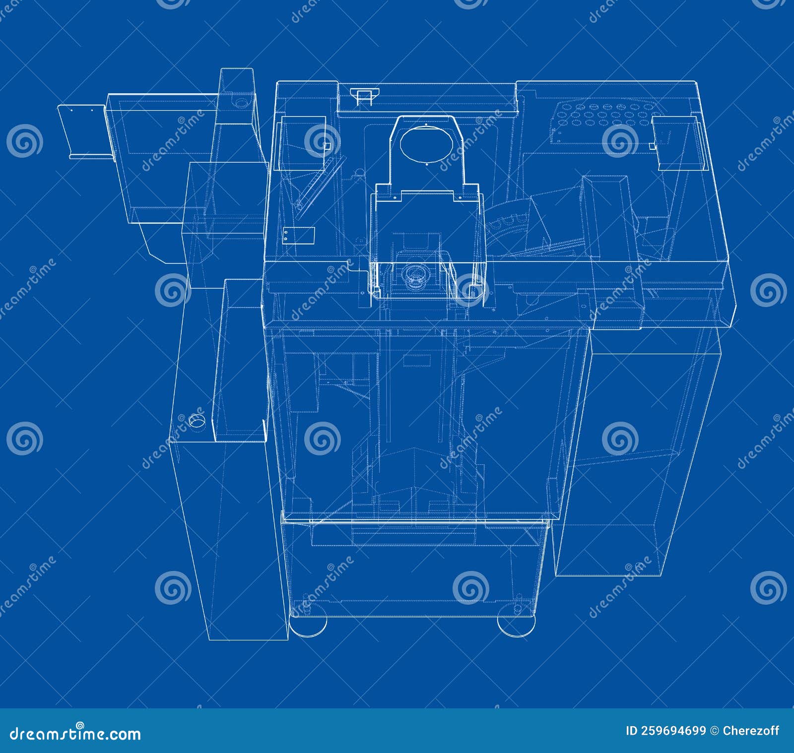 Metalworking CNC Milling Machine. Vector Stock Vector - Illustration of ...
