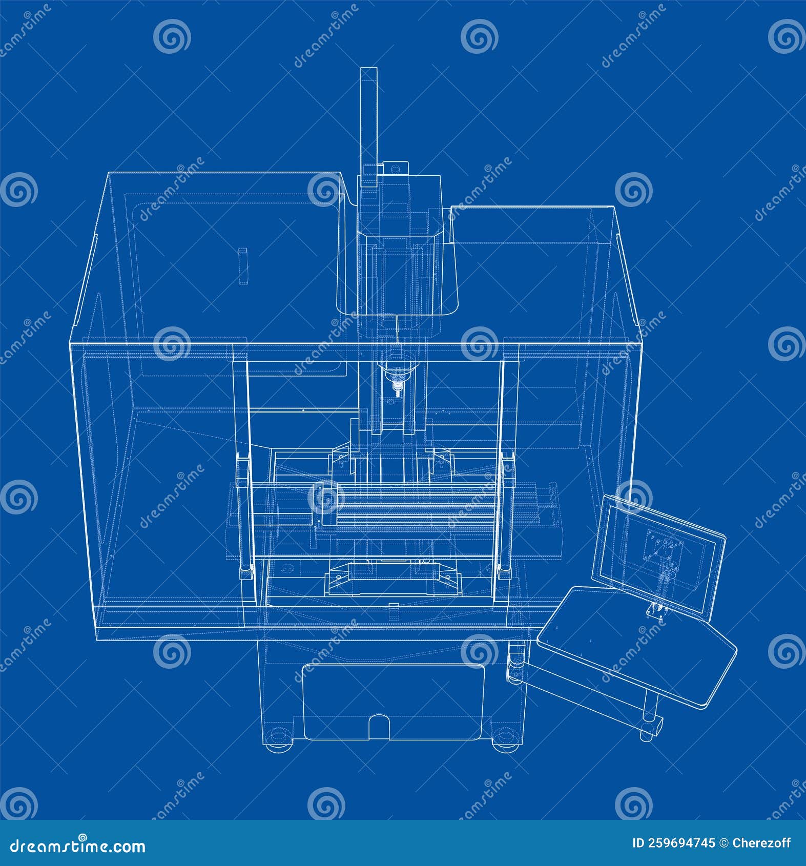 Metalworking CNC Milling Machine. Vector Stock Vector - Illustration of ...