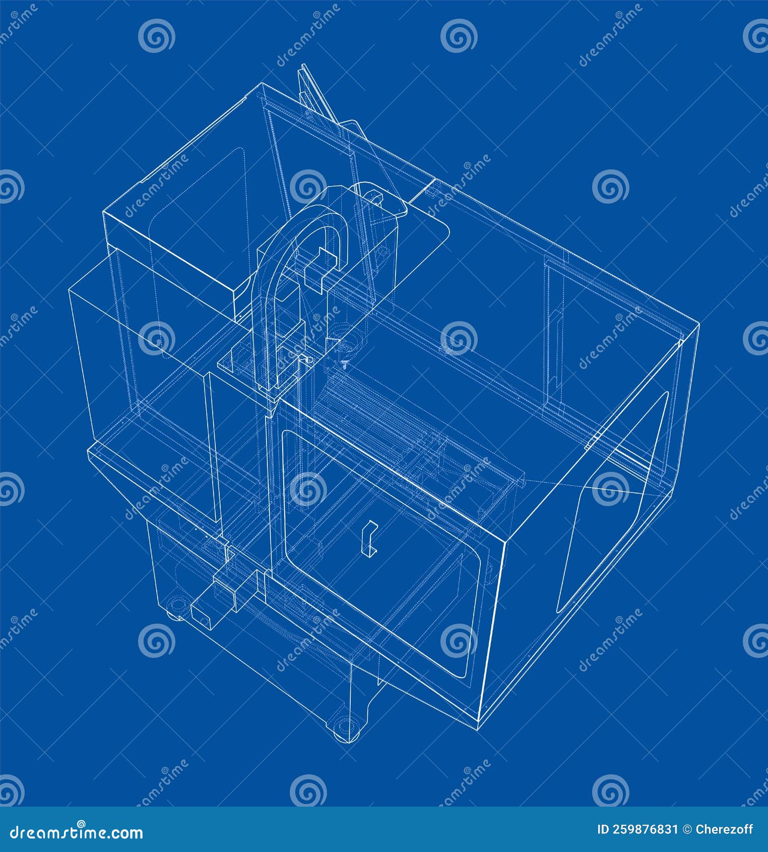Metalworking CNC Milling Machine. Vector Stock Vector - Illustration of ...