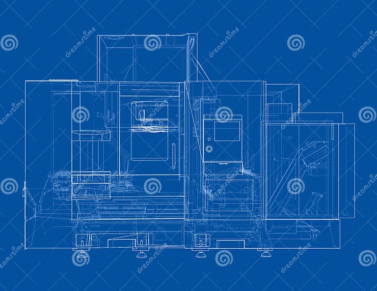 Metalworking CNC Milling Machine. Vector Stock Vector - Illustration of ...