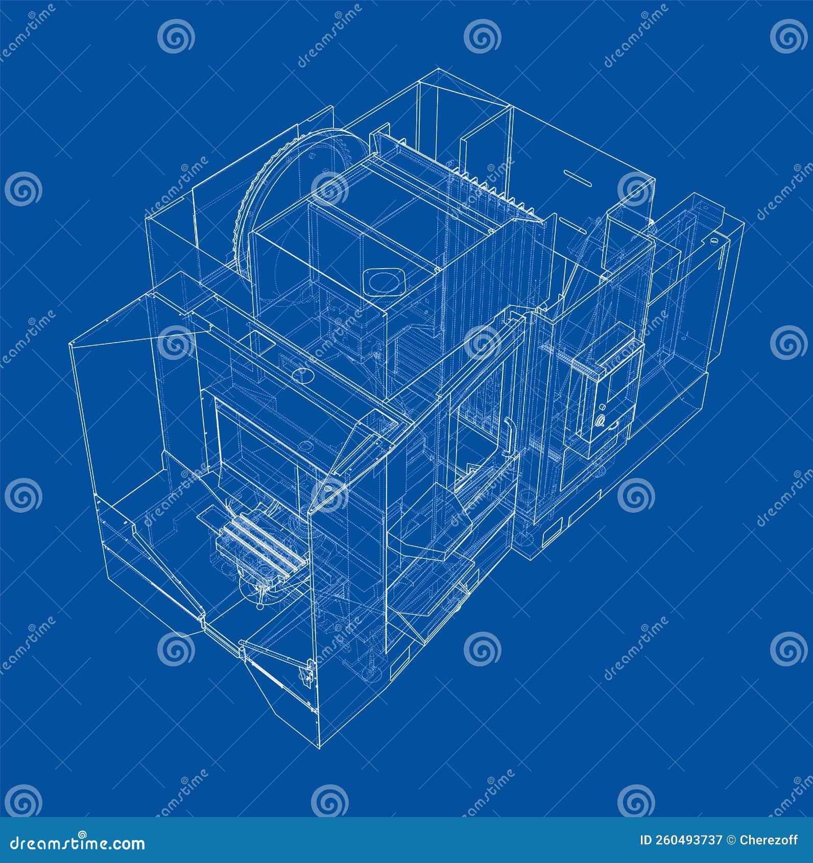 Metalworking CNC Milling Machine. Vector Stock Vector - Illustration of ...