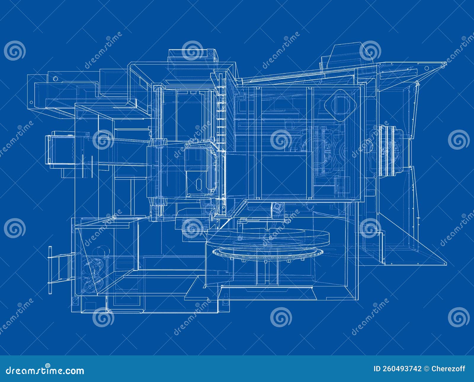 Metalworking CNC Milling Machine. Vector Stock Vector - Illustration of ...