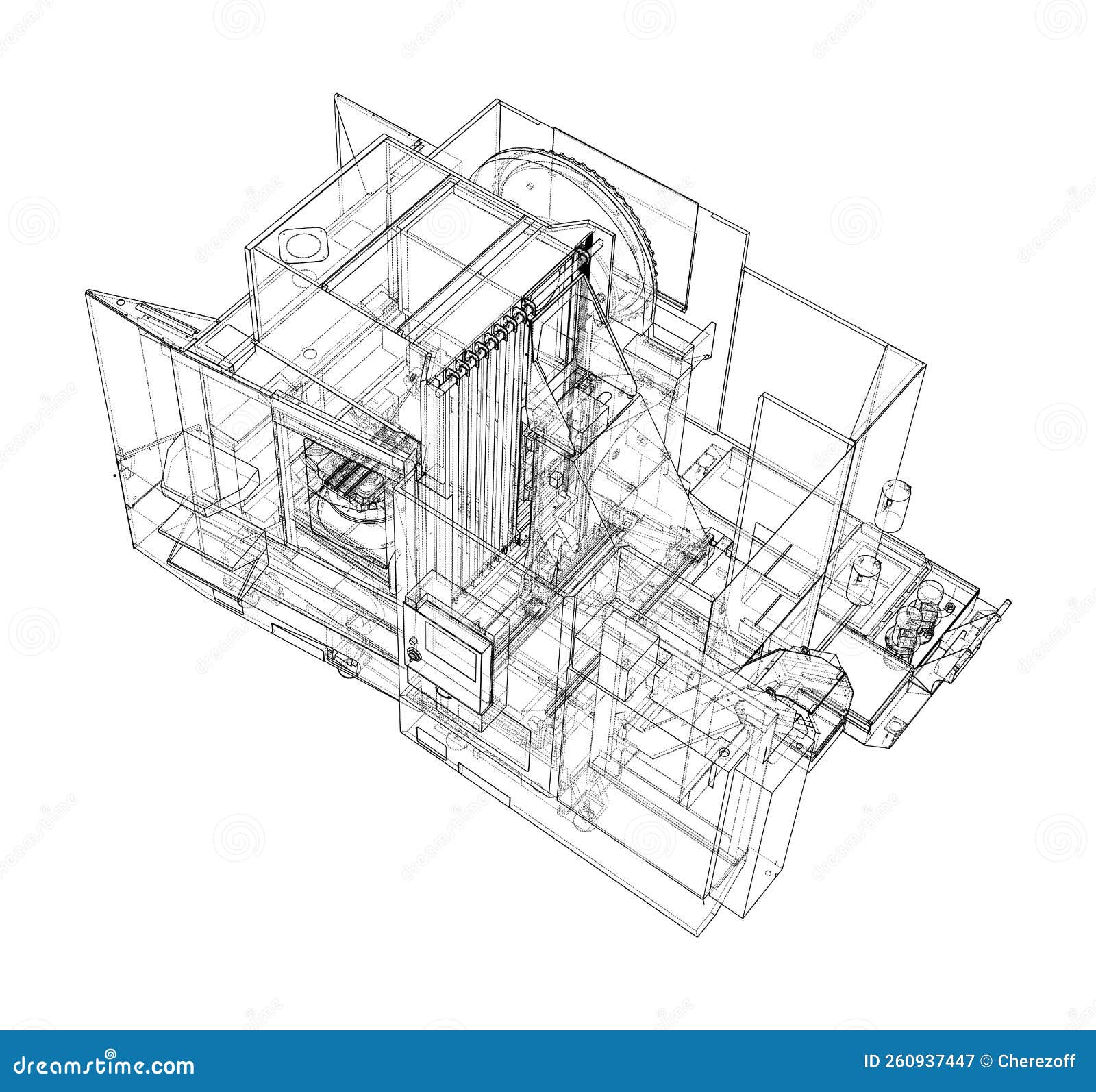 Metalworking CNC Milling Machine. Vector Stock Vector - Illustration of ...