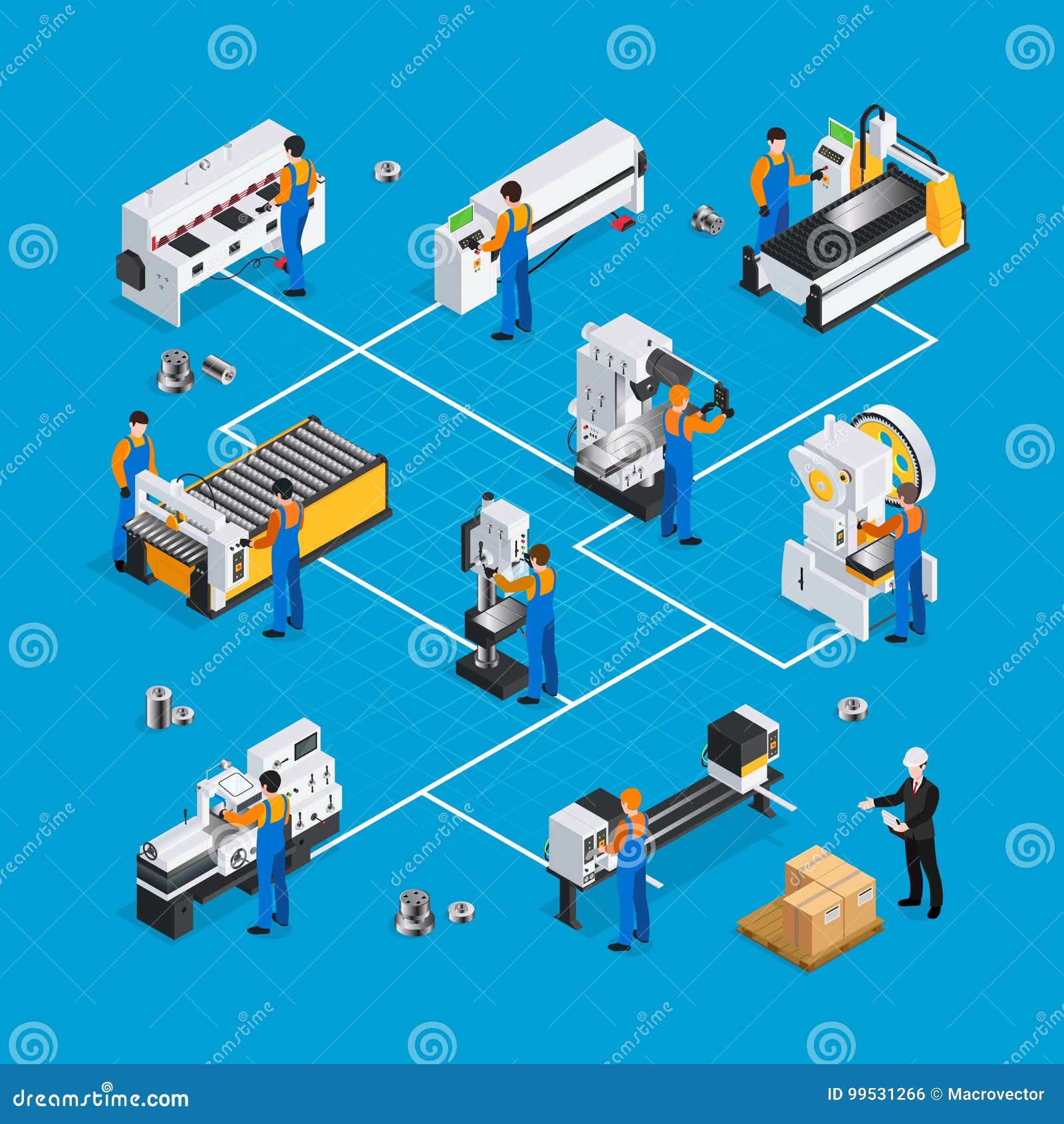 Metal Working Isometric Concept Stock Vector - Illustration of industry ...
