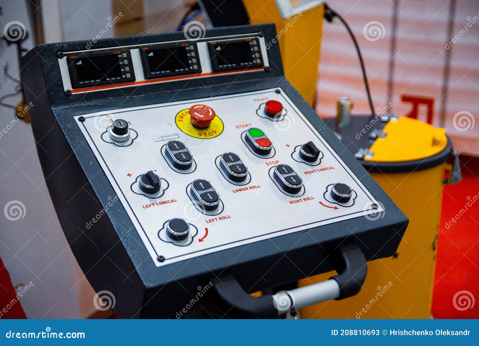 Metalworking Equipment Control Panel. Control Buttons on the Industrial ...