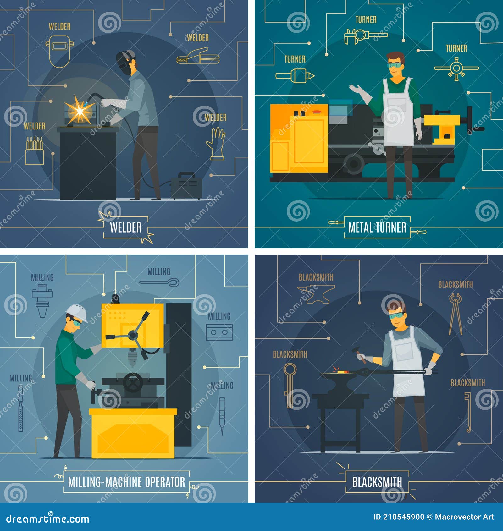 Metalworking Infographic Elements 4 Flat Icons Stock Vector ...