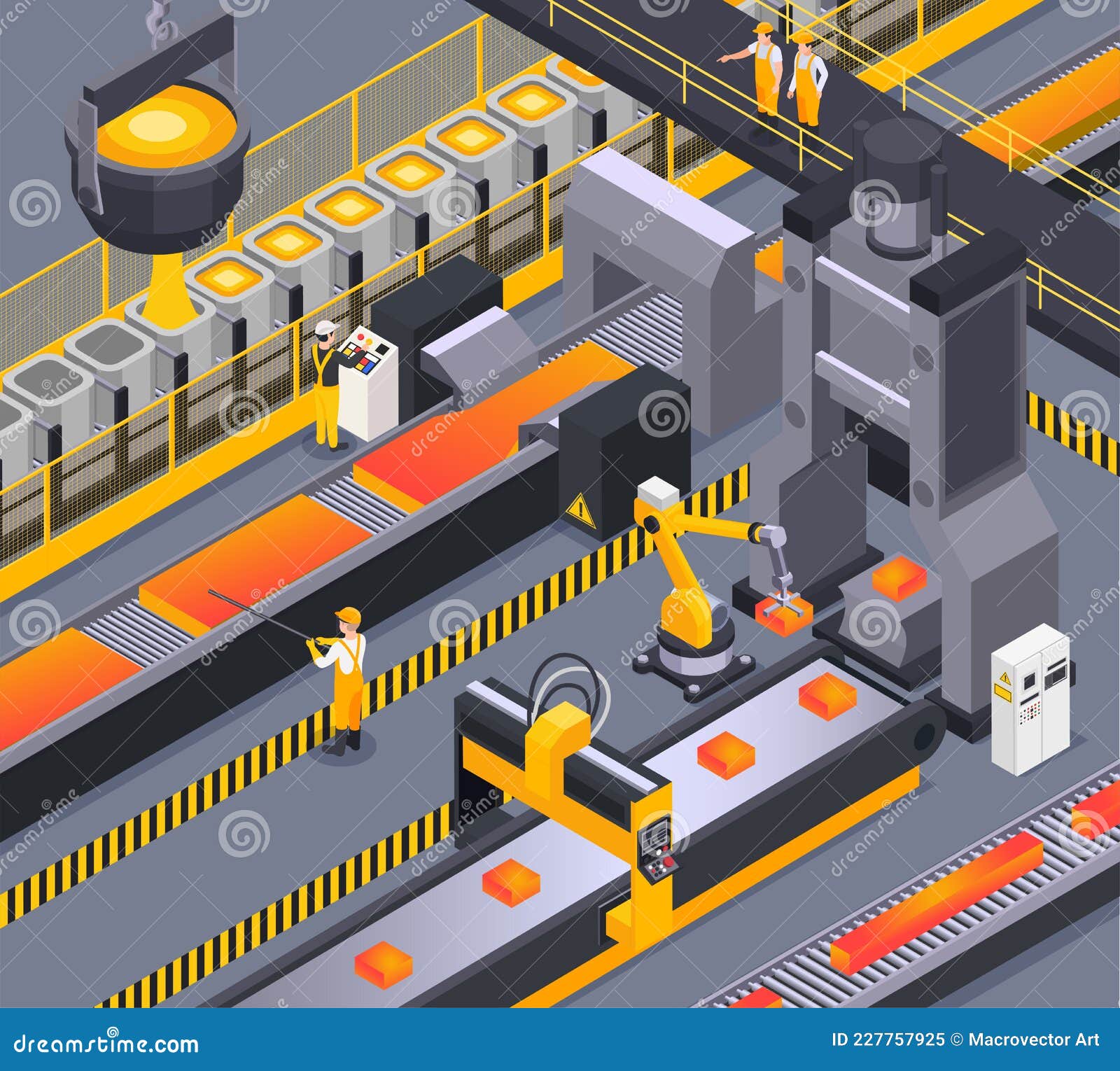 Metalworking Process Isometric Flowchart Poster Vector Illustration ...