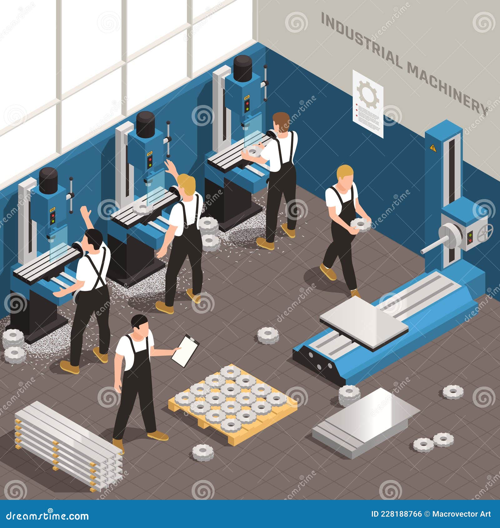 Metalworking Manufacturing Isometric Composition Stock Vector ...